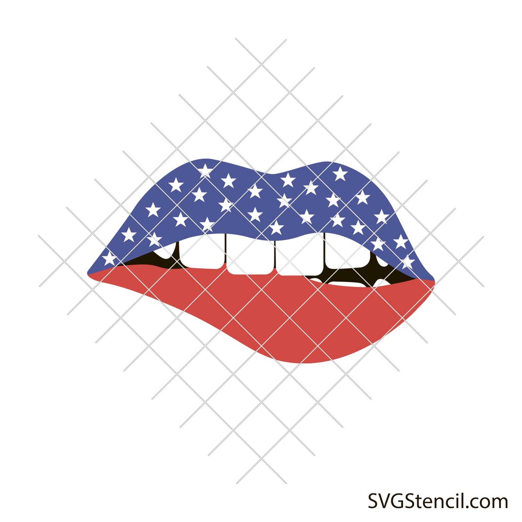 American flag lips svg | Patriotic lips svg - SVGStencil
