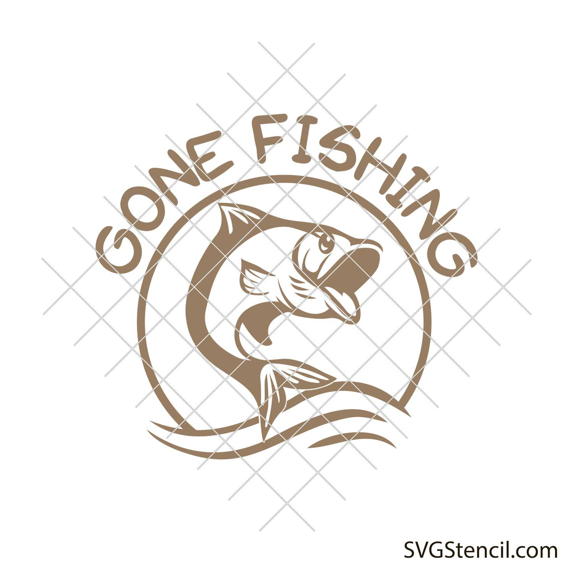 Gone fishing svg | Bass fish svg | Cute fish svg - SVGStencil