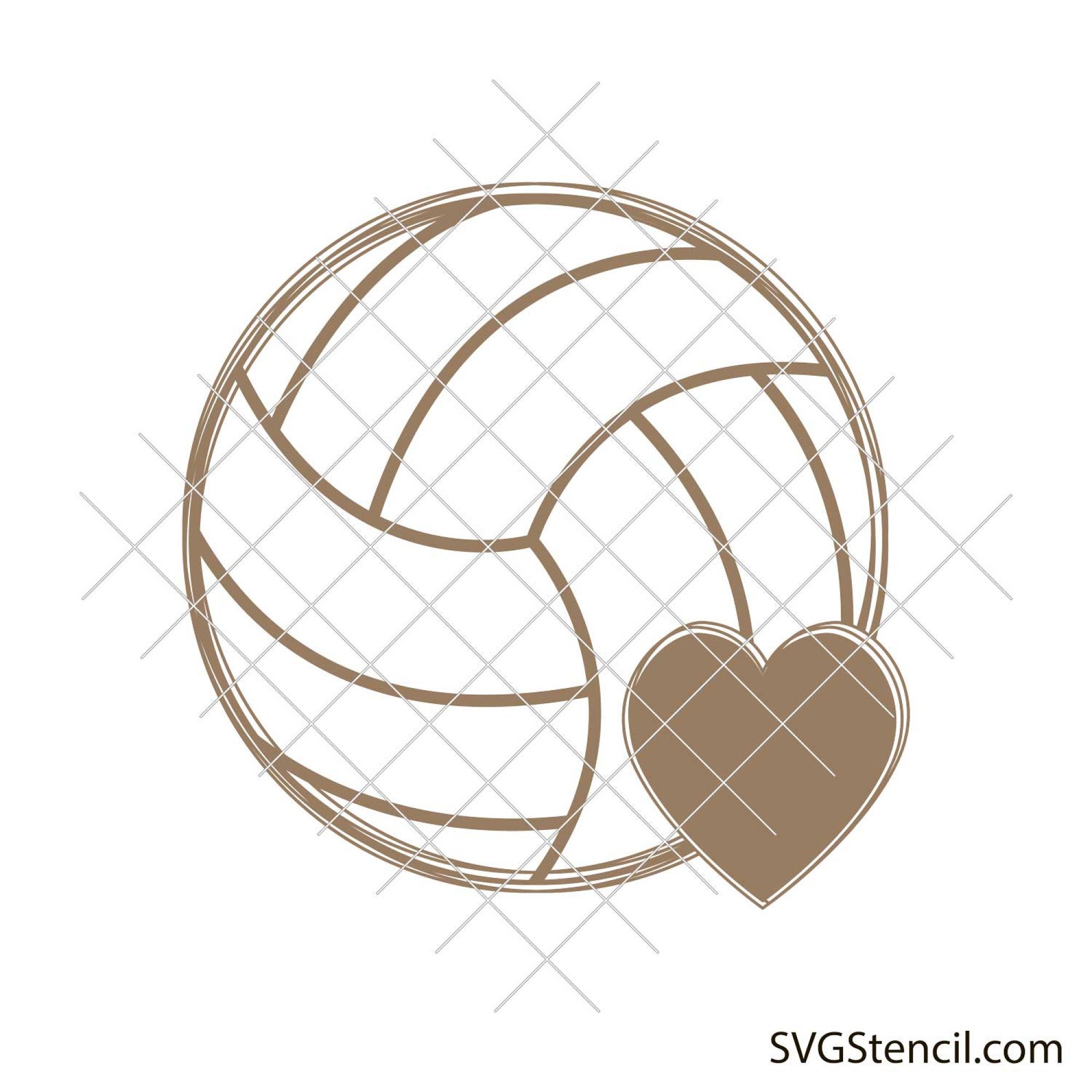 Love volleyball svg | Volleyball heart svg - SVGStencil