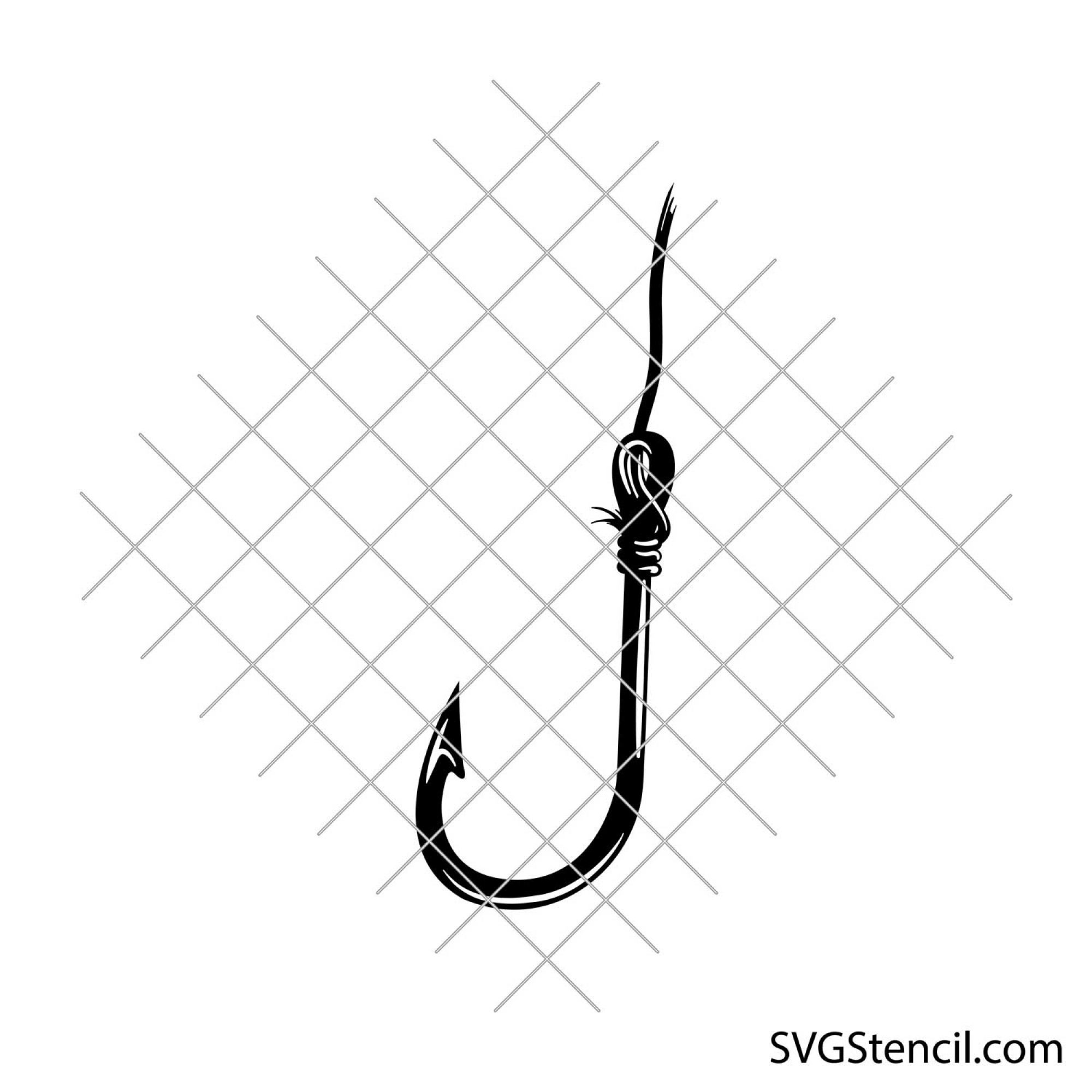 Crossed fish hook svg | Fish hook monogram svg - SVGStencil