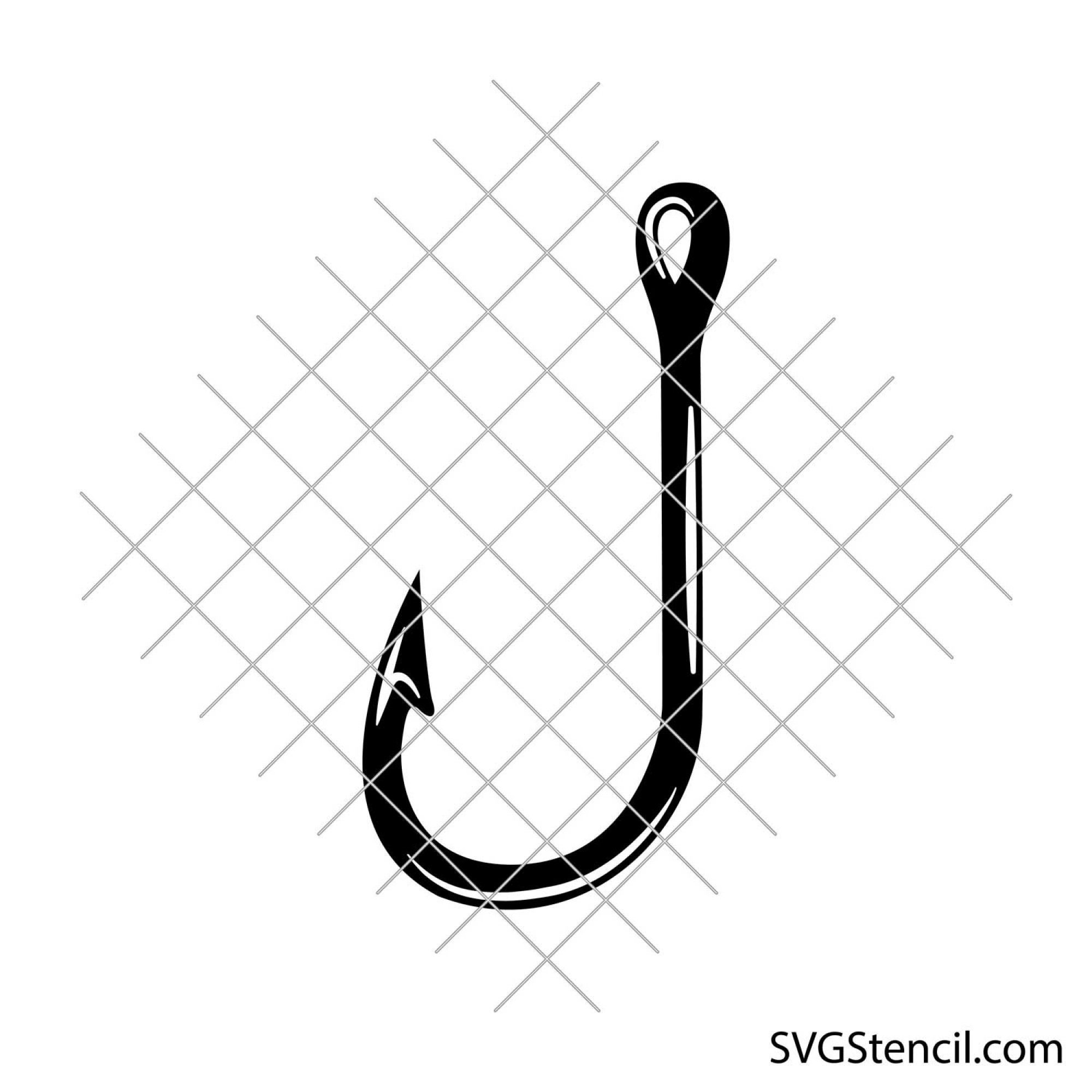 Crossed fish hook svg | Fish hook monogram svg - SVGStencil