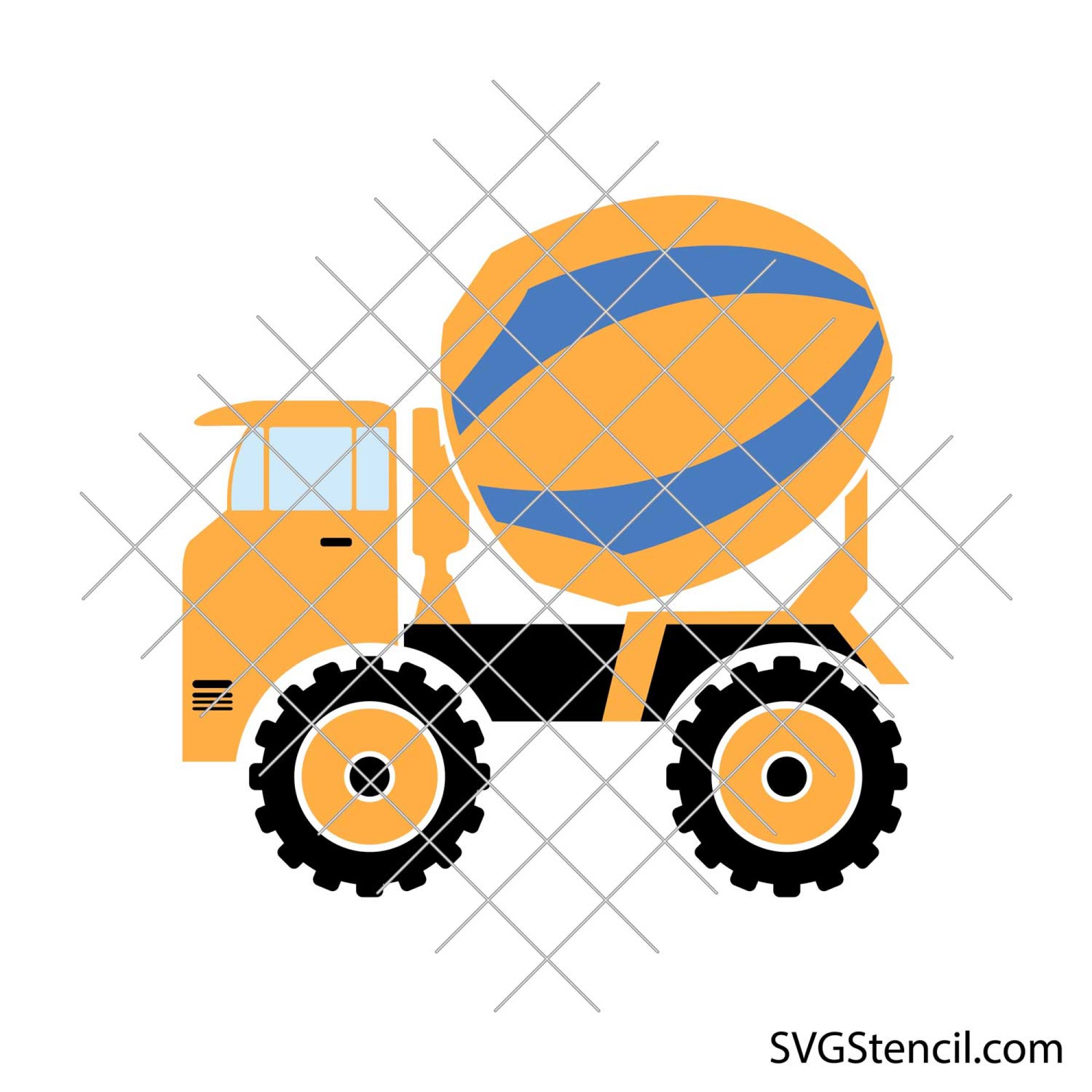 Cement mixer svg | Construction vehicle svg | Kids room svg - SVGStencil