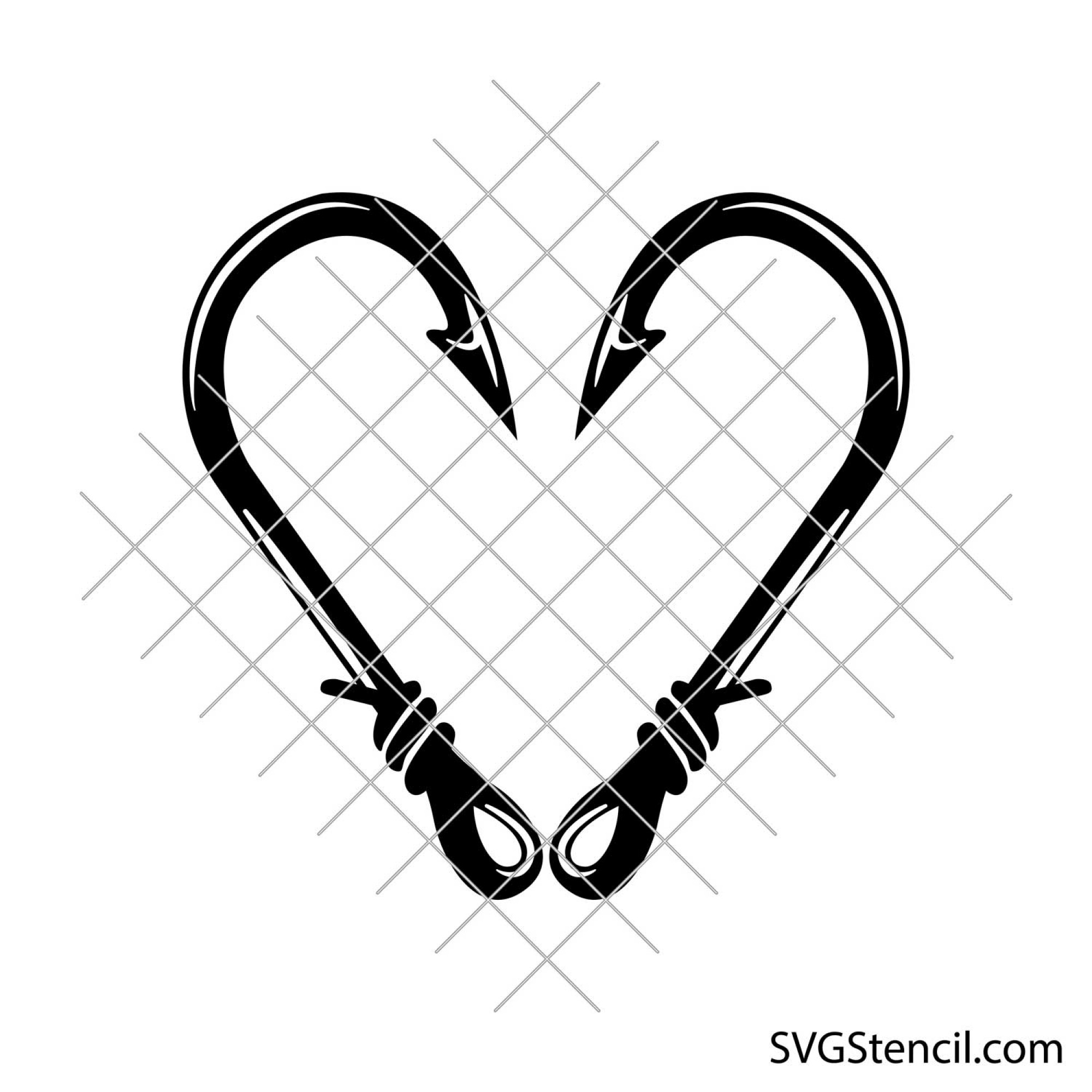 Fish hooks svg | Love fishing svg | Realistic hooks svg - SVGStencil