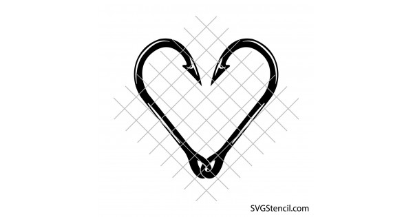 Fish hooks svg | Love fishing svg | Realistic hooks svg - SVGStencil