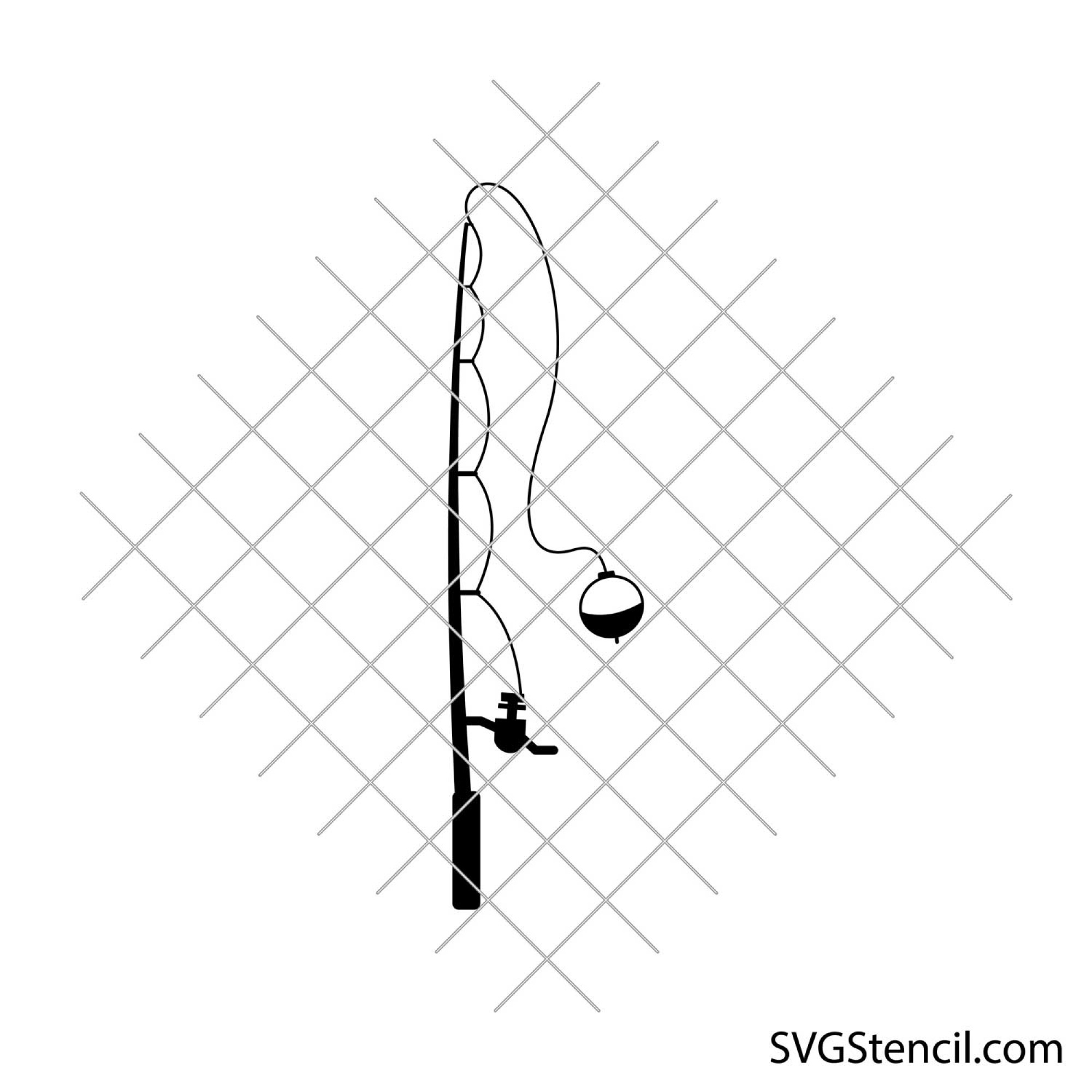 Free rod with float svg |Pole & hook svg |Fishing line svg - SVGStencil