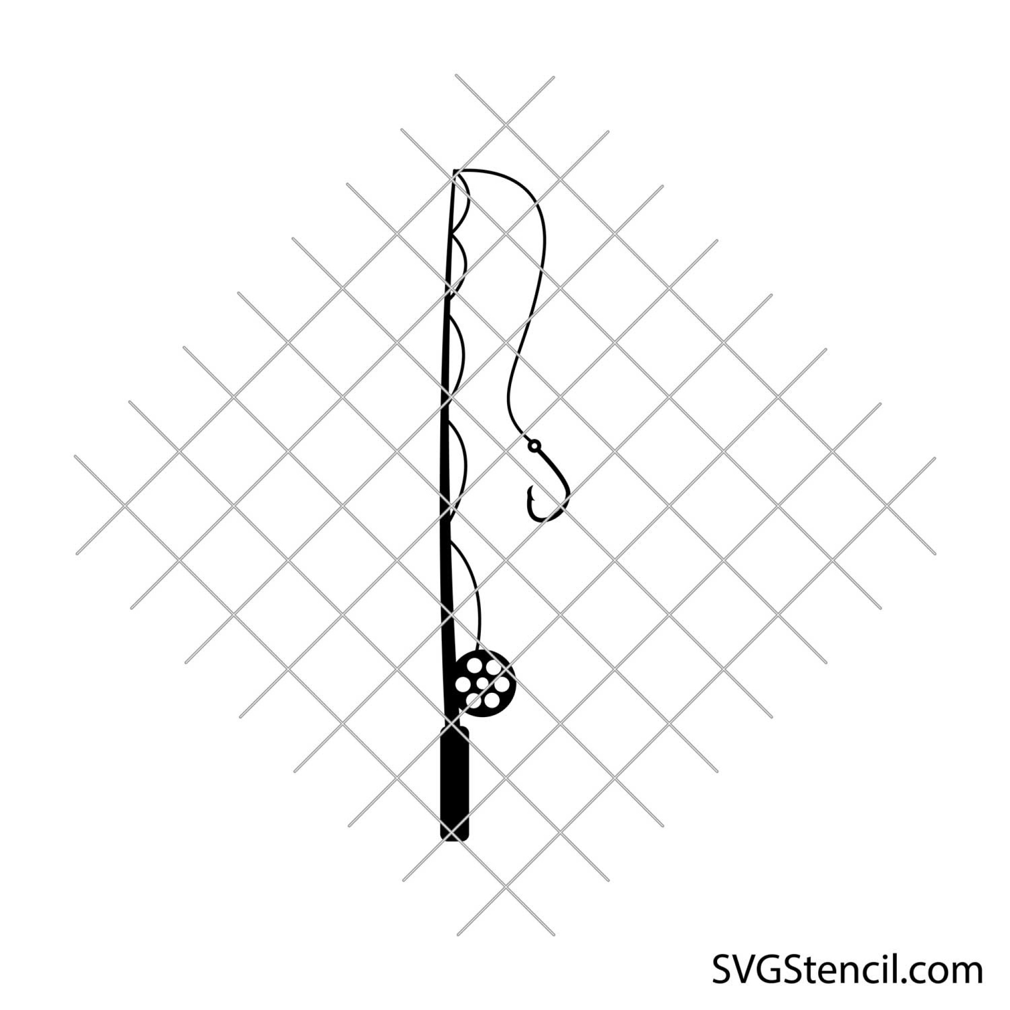 Free rod with float svg |Pole & hook svg |Fishing line svg - SVGStencil