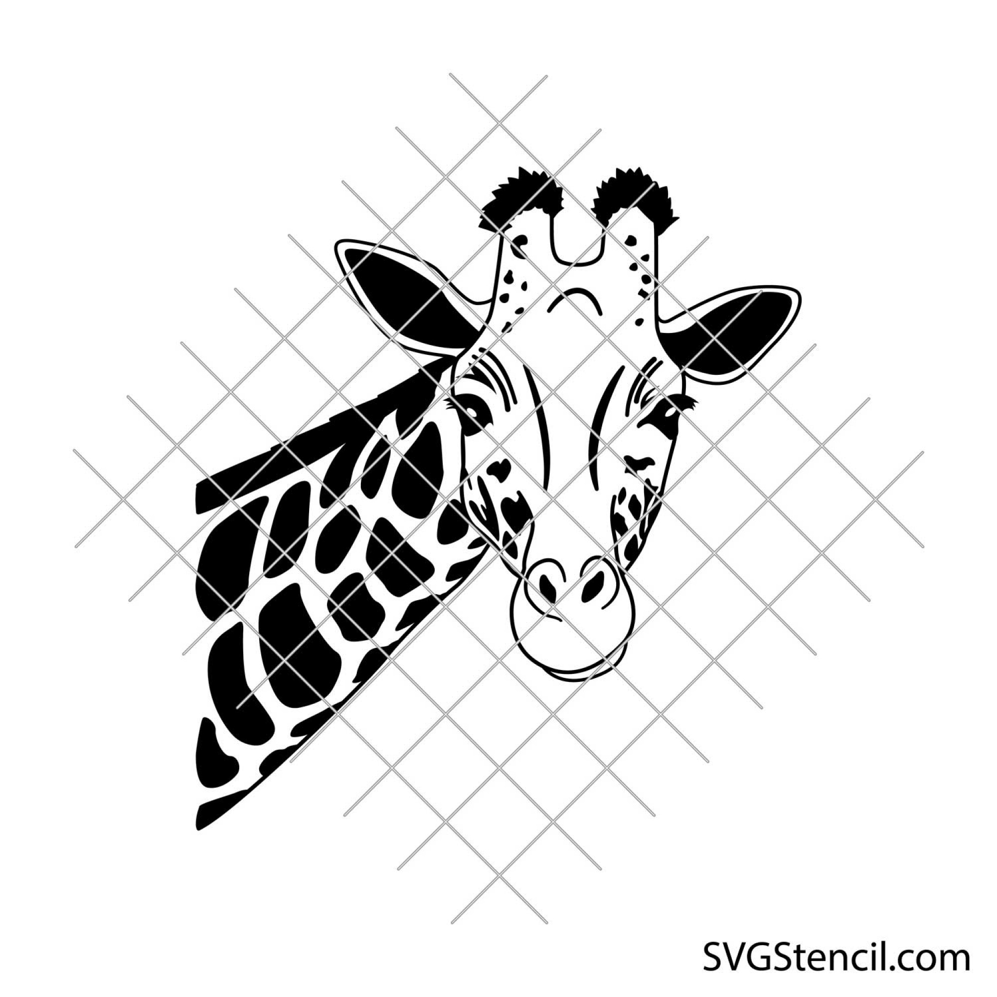 Giraffe face svg | Peeking giraffe svg |Cartoon giraffe svg - SVGStencil