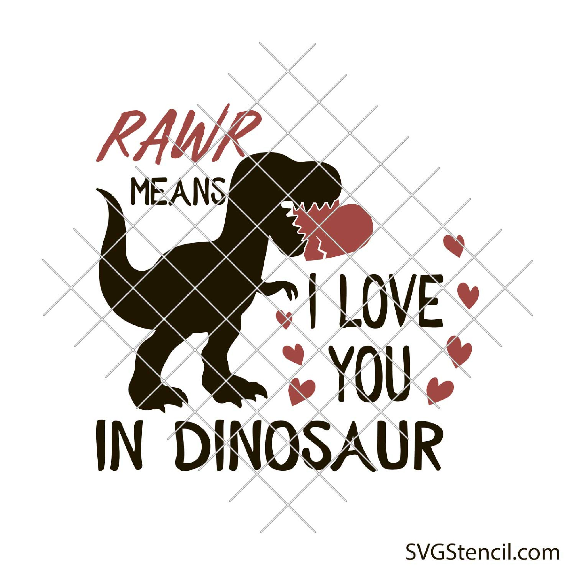 Valentines Day svg |Groovy Valentine svg |Cute dinosaur svg - SVGStencil