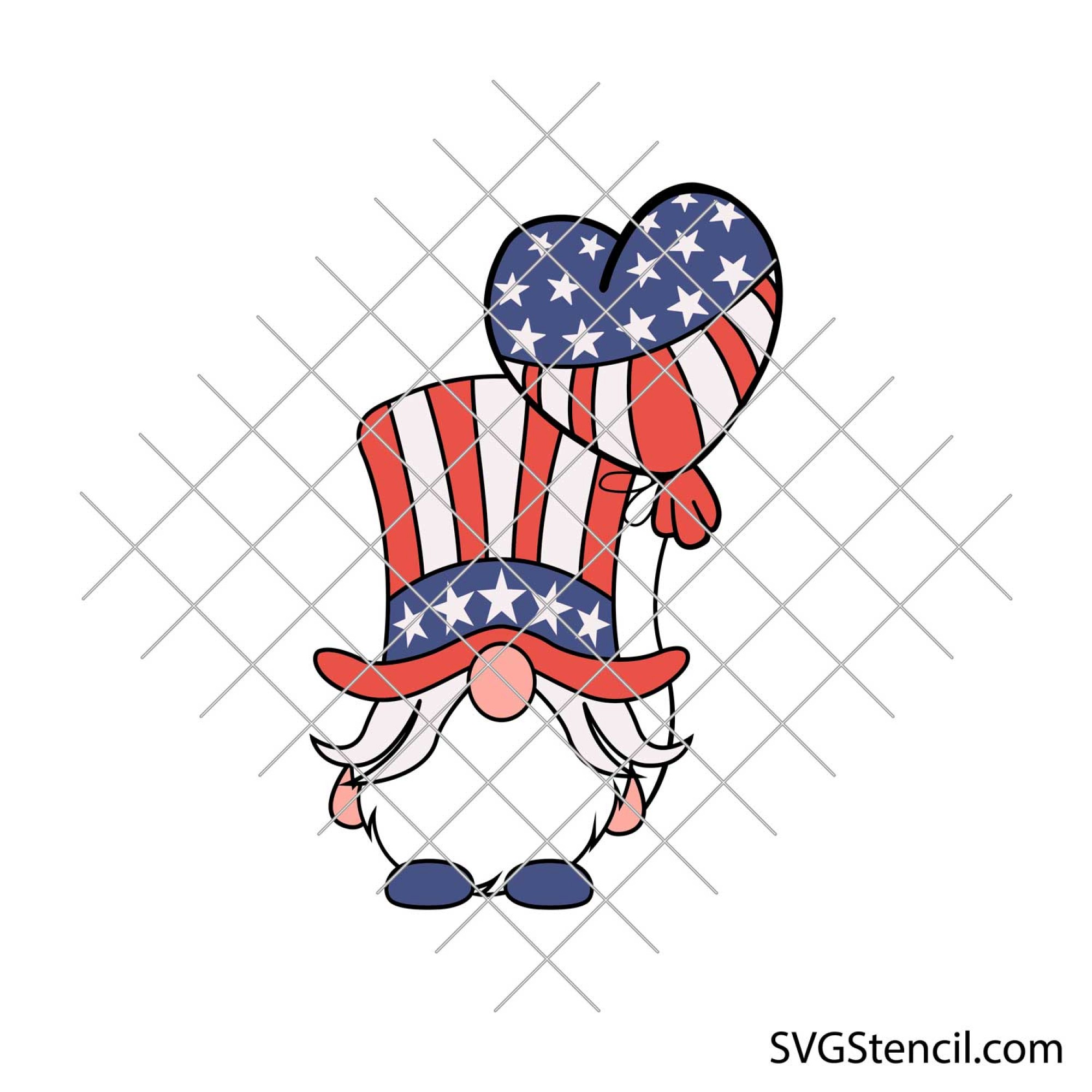 Patriotic gnomes svg | Holiday gnome svg | Independence Day - SVGStencil