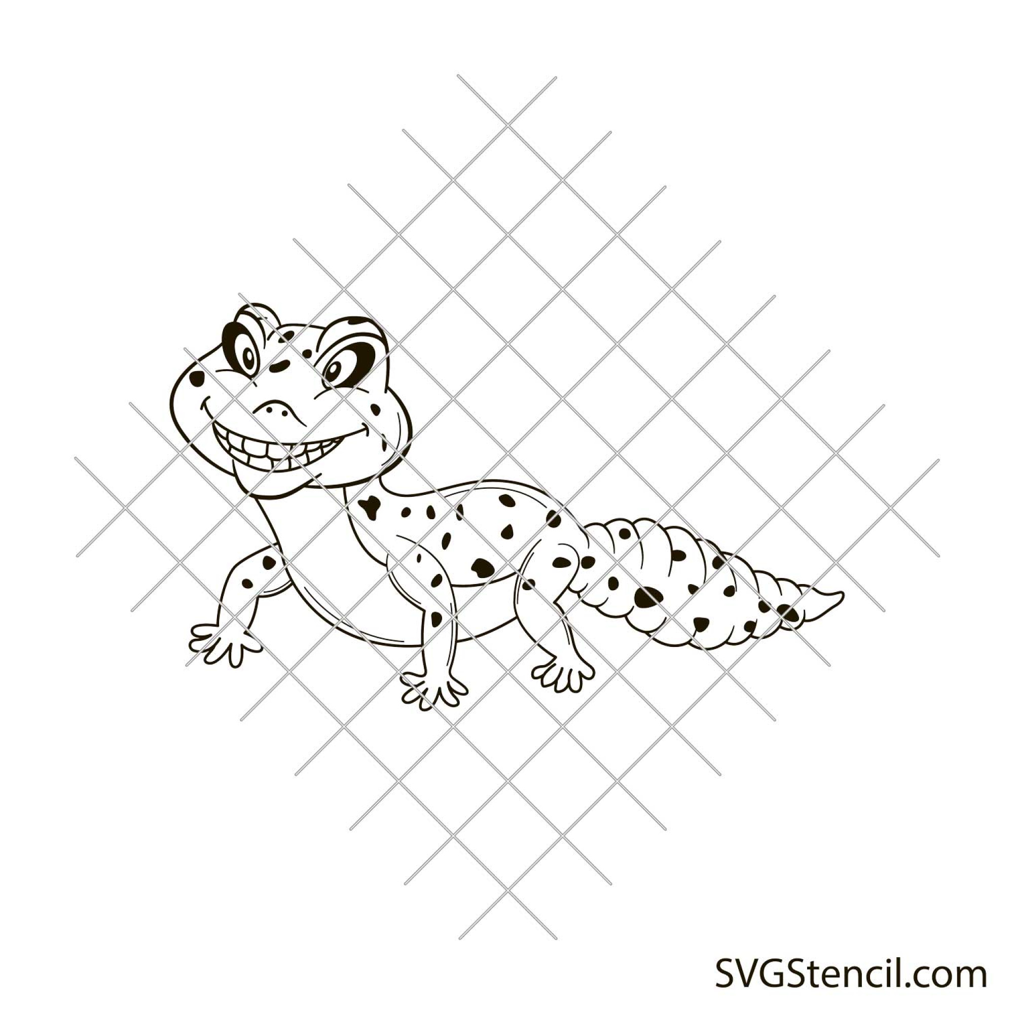 Cartoon lizard svg | Kid's room decor | Smiling gecko svg - SVGStencil