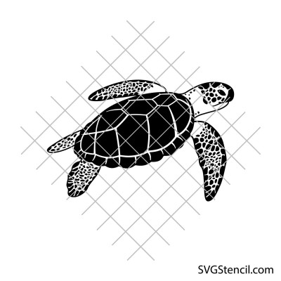 Swimming sea turtle svg | Sea turtle svg - SVGStencil
