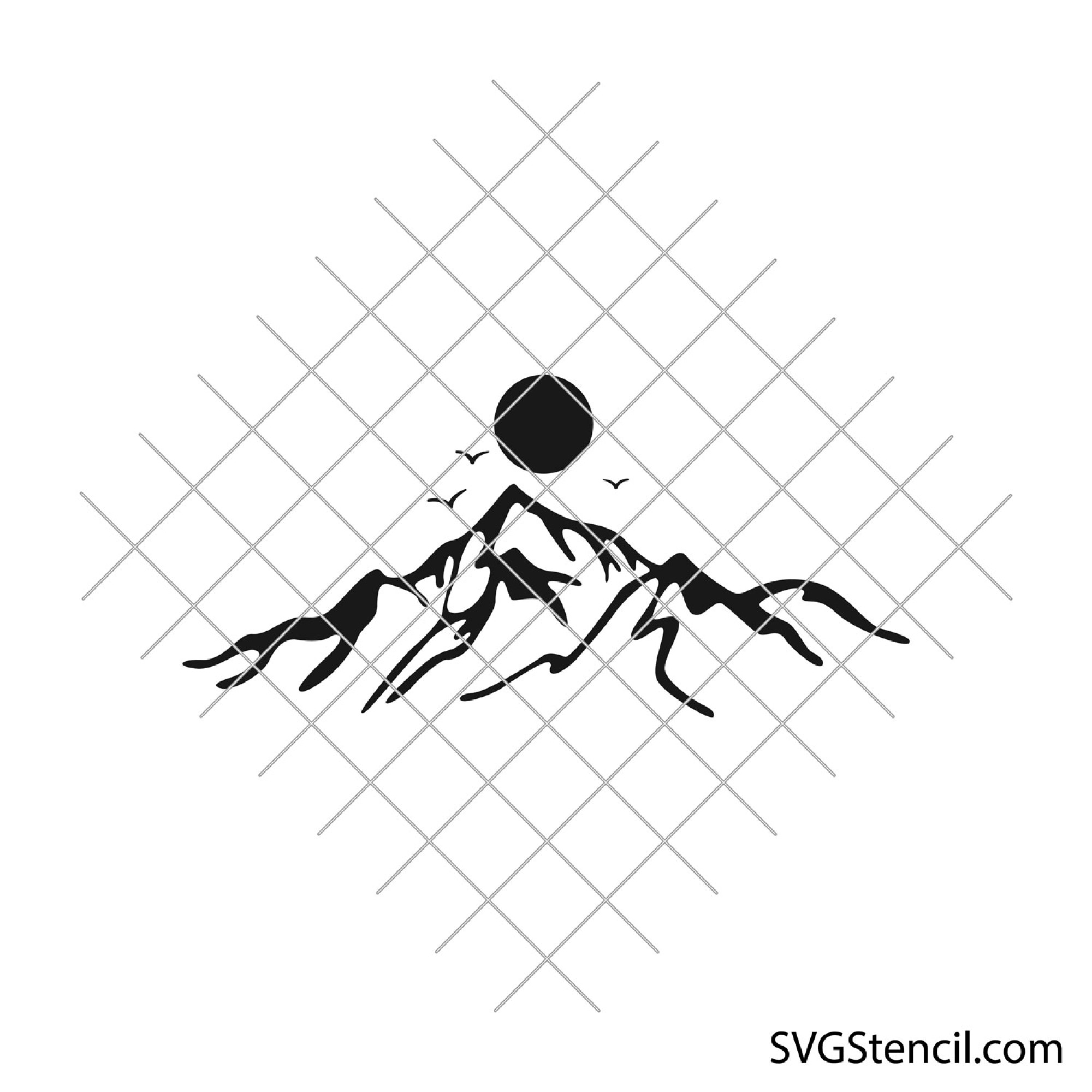 Mountains and trees svg | Simple mountain svg - SVGStencil