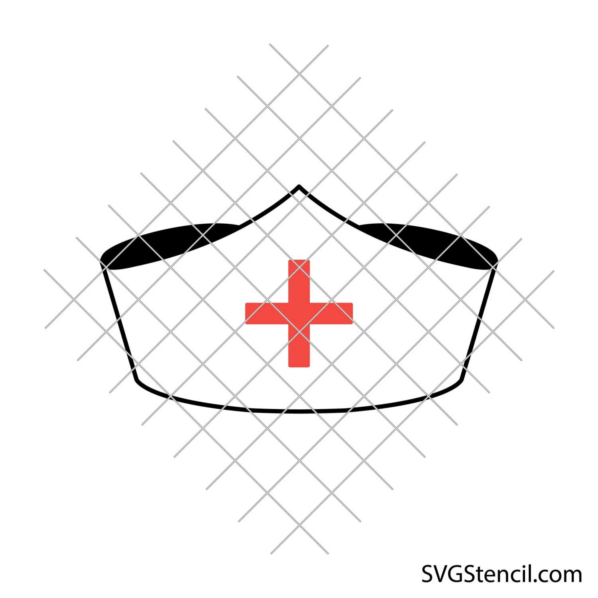 Nurse cap svg | Red cross svg | Nursing hat svg - SVGStencil
