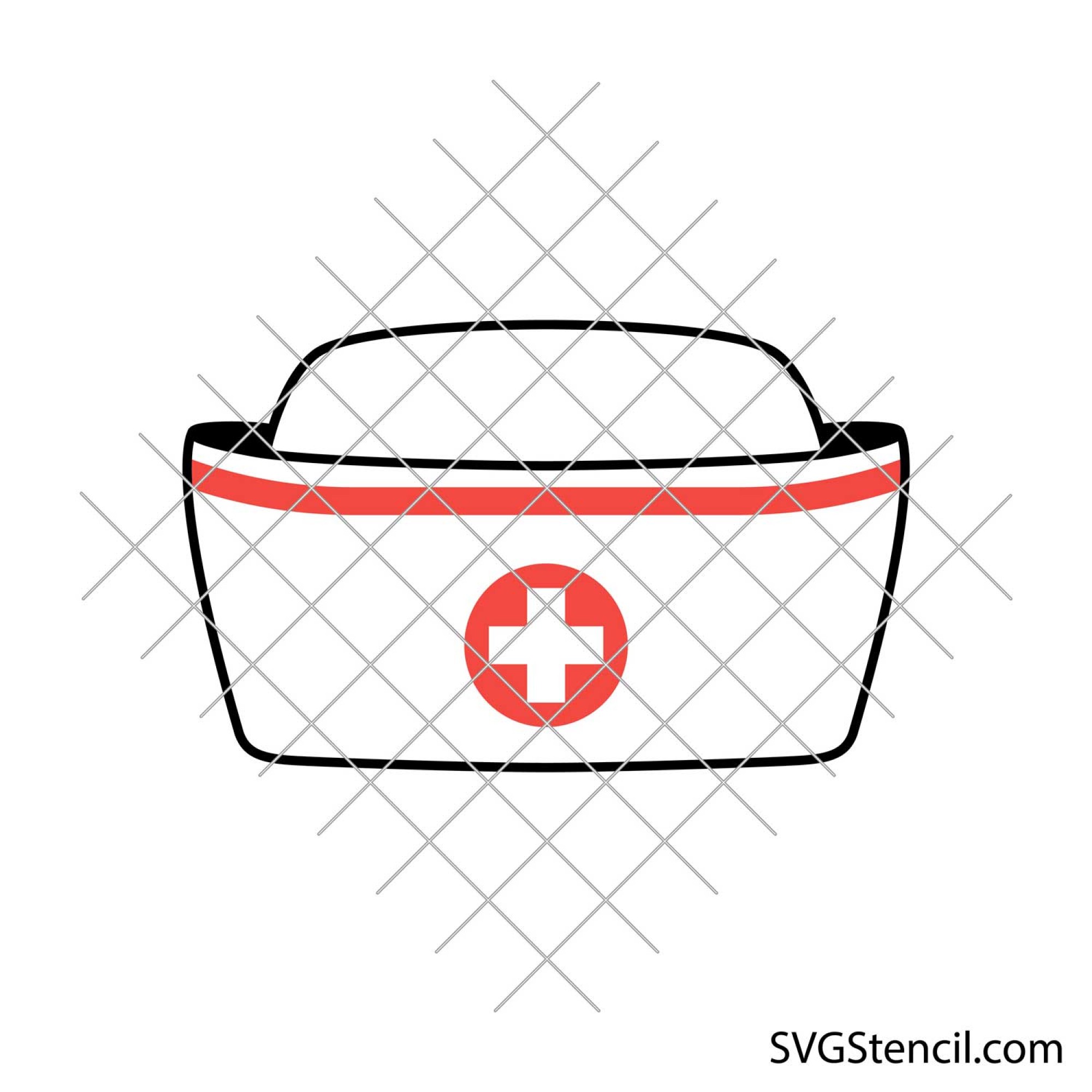 Nurse cap svg | Red cross svg | Nursing hat svg - SVGStencil