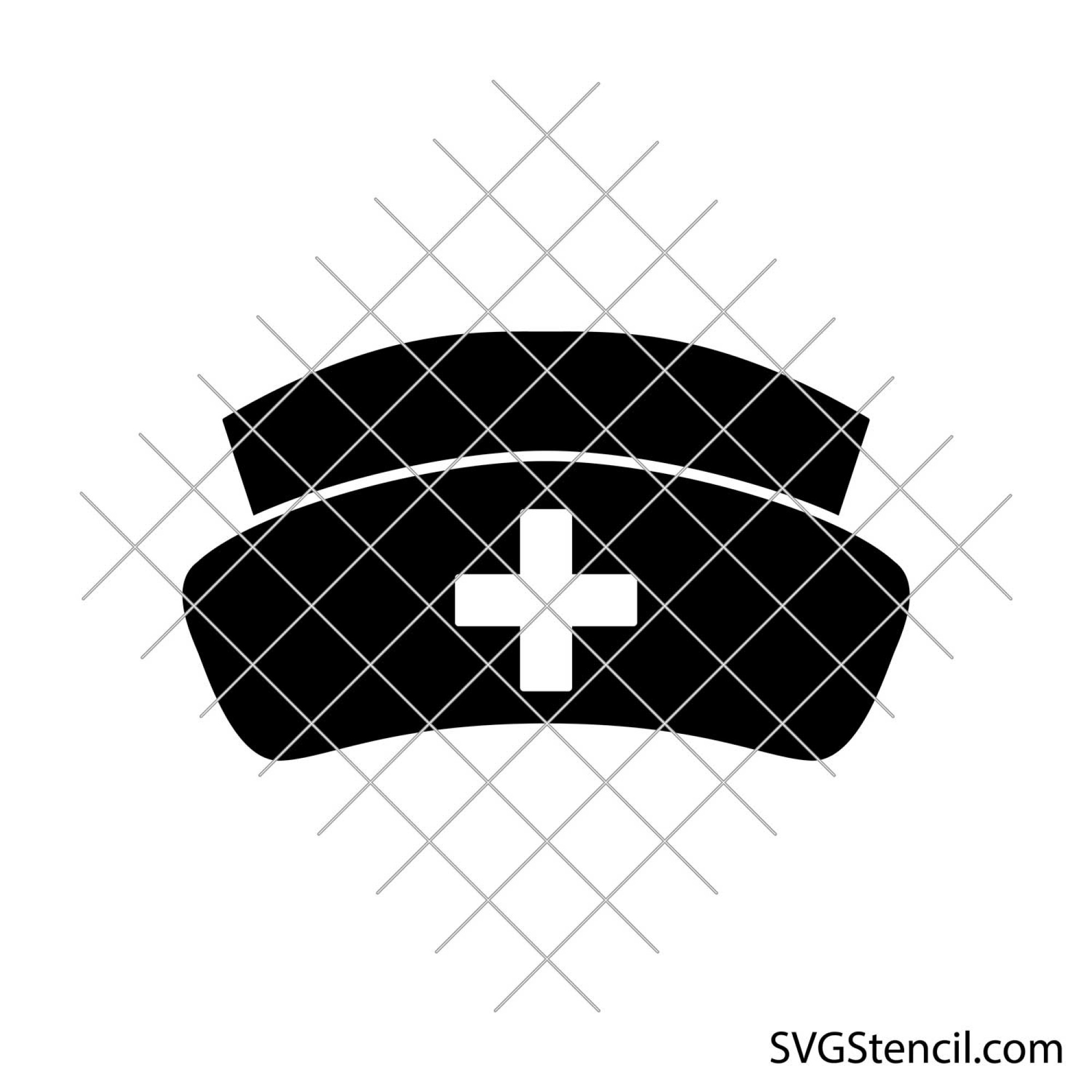 Nurse cap svg | Red cross svg | Nursing hat svg - SVGStencil