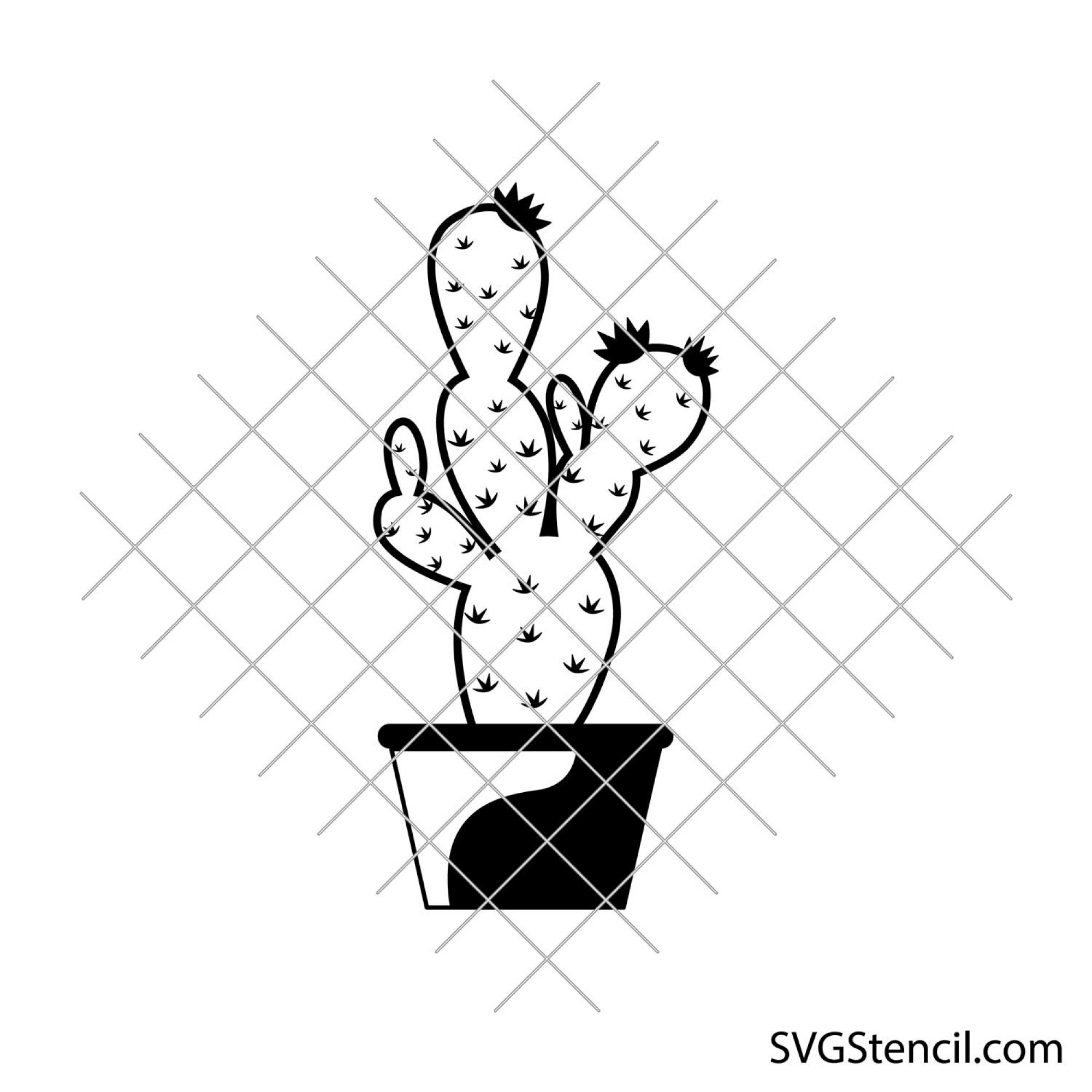Simple cactus svg | Cactus outline svg | Succulent svg - SVGStencil