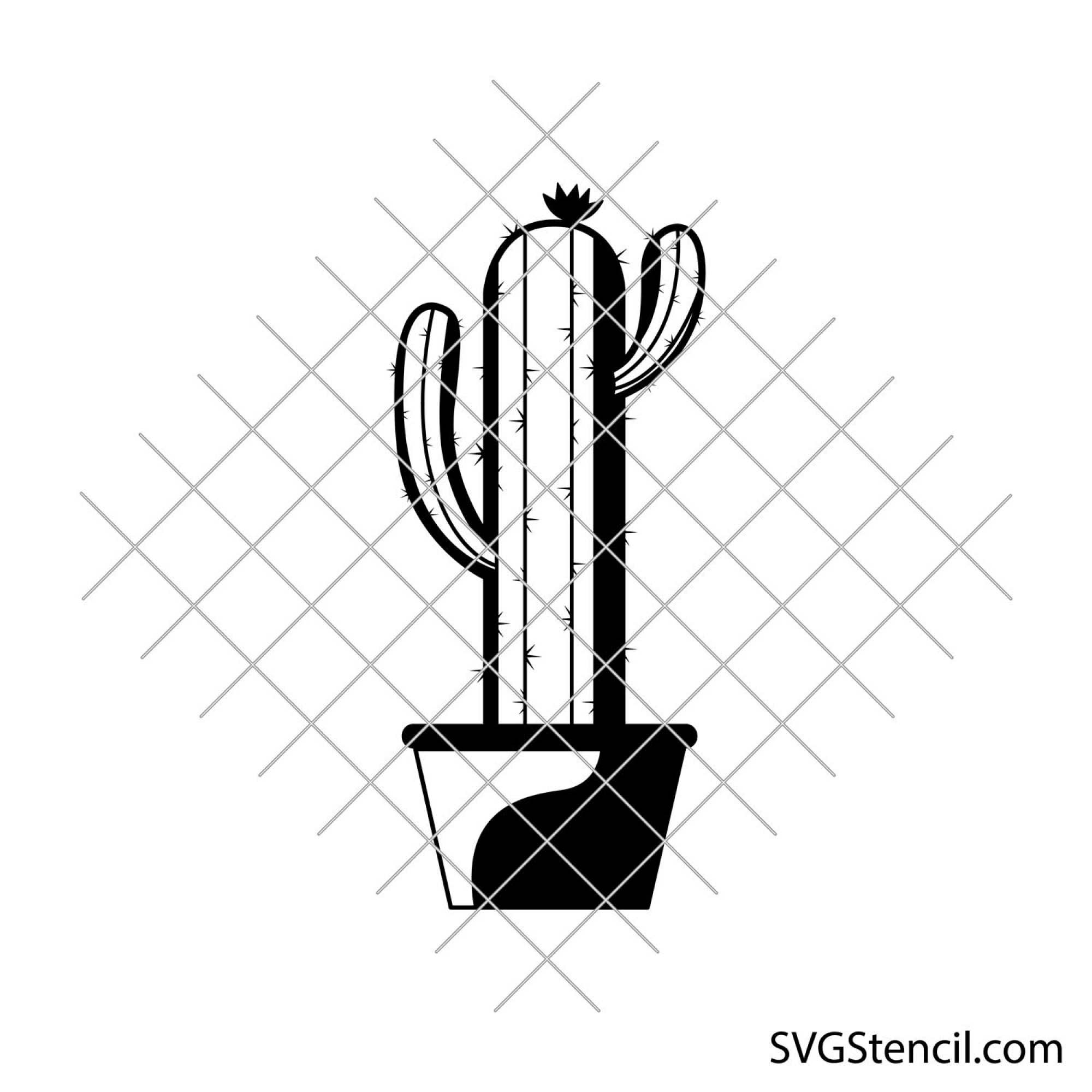 Simple cactus svg | Cactus outline svg | Succulent svg - SVGStencil