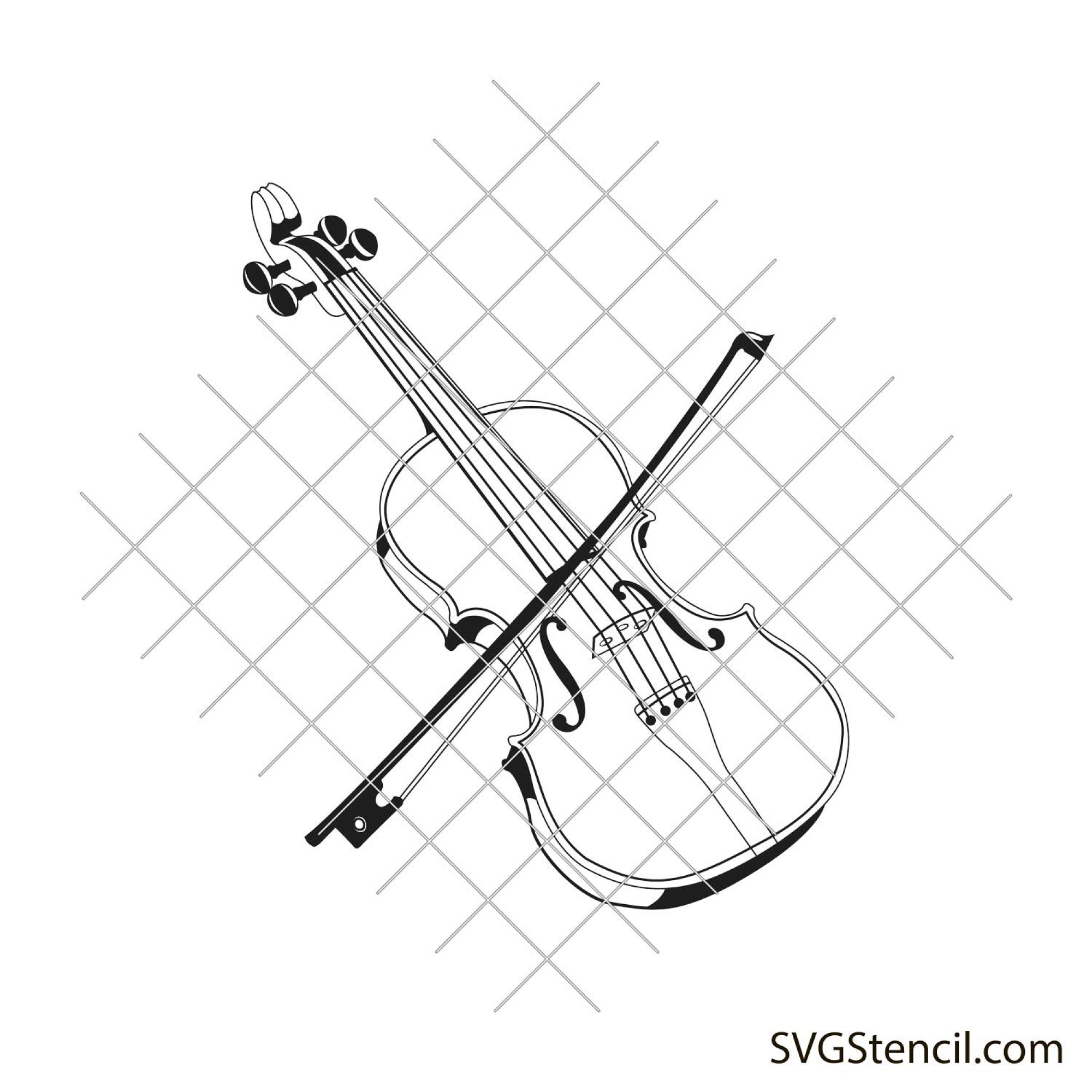Fiddle instrument svg | Wedding violin stencil svg - SVGStencil