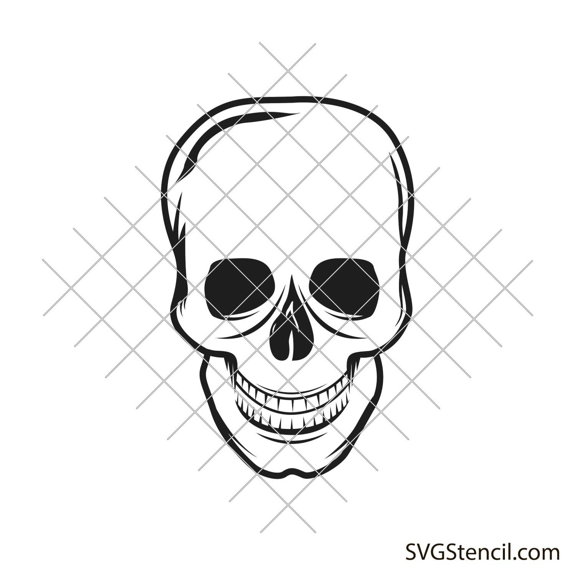 Free skull head svg | Skeleton head svg | Spooky skull svg - SVGStencil