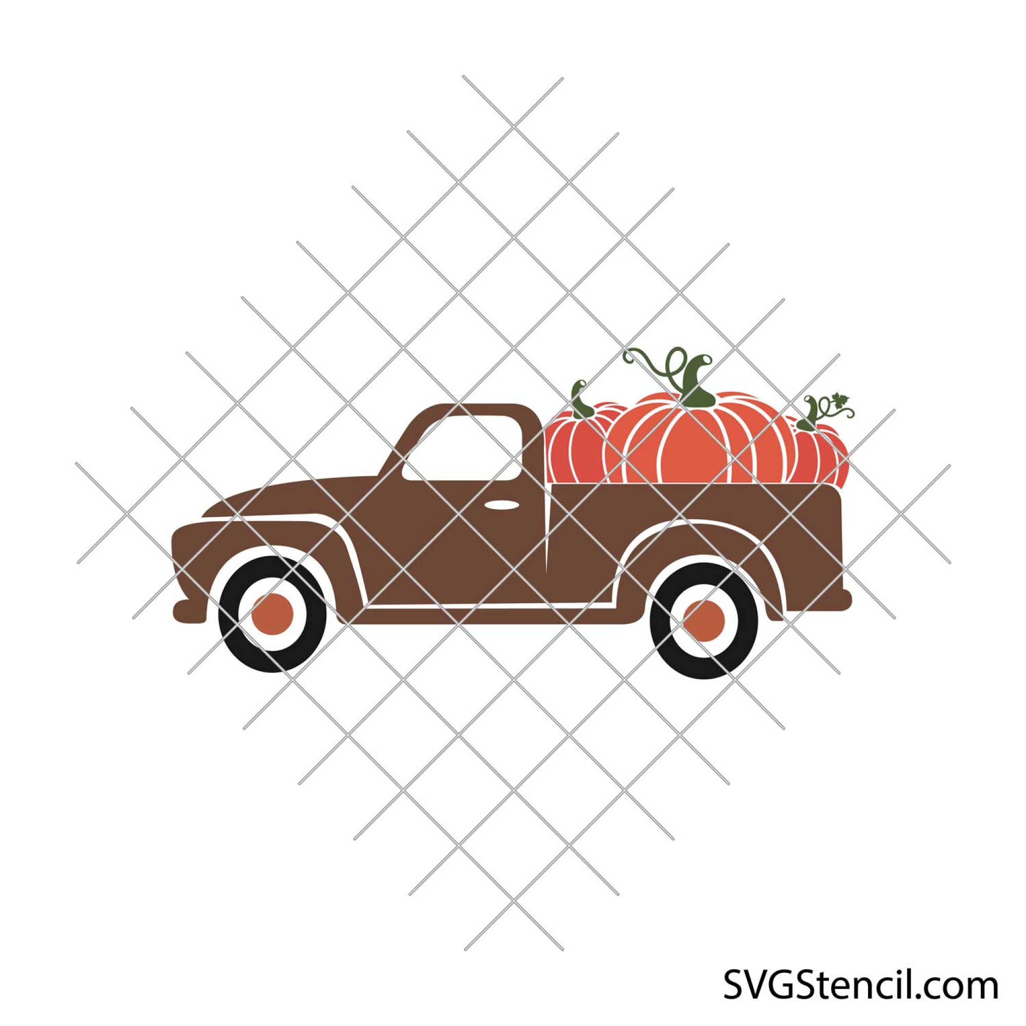 Truck with pumpkin svg |Vintage truck svg | Sublimation PNG - SVGStencil