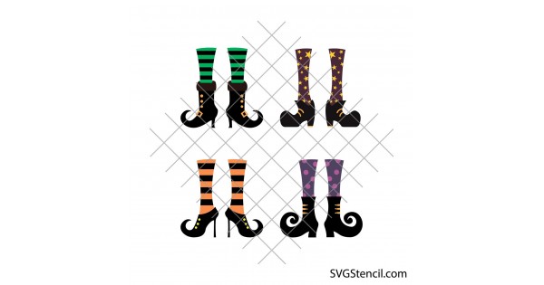 Witch shoes svg | Witches boots svg | Witch clipart - SVGStencil