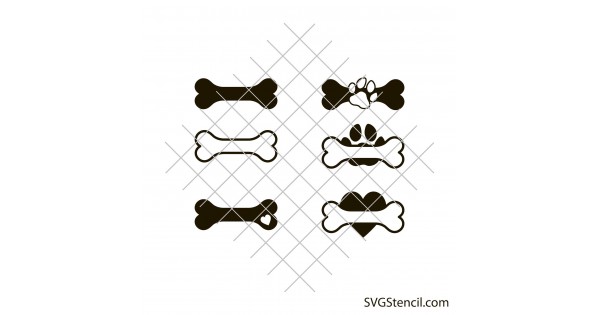 Dog bone outline svg | Dog bone with heart | Pet lover svg - SVGStencil