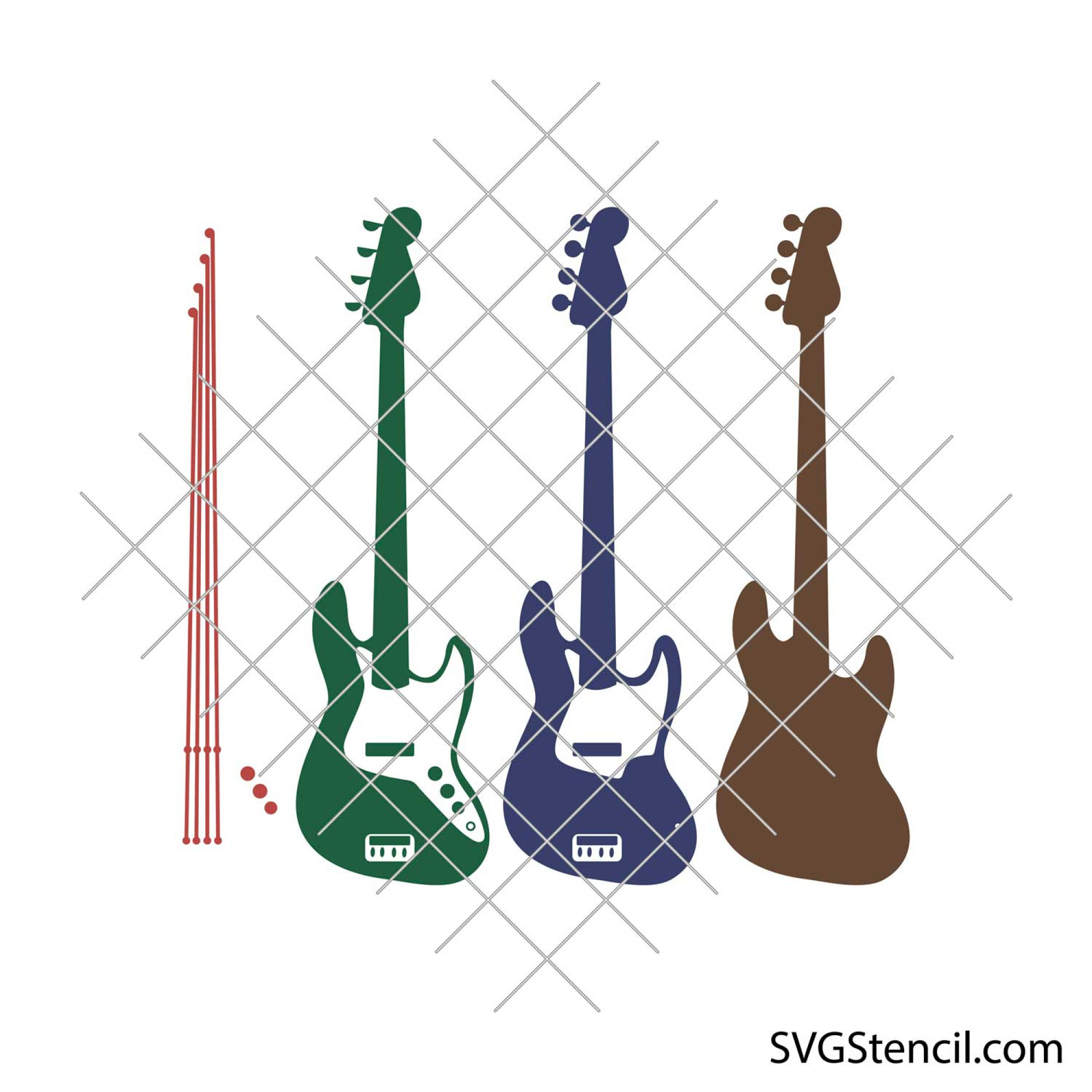 Electric guitar svg | Bass guitar svg | Layered design - SVGStencil