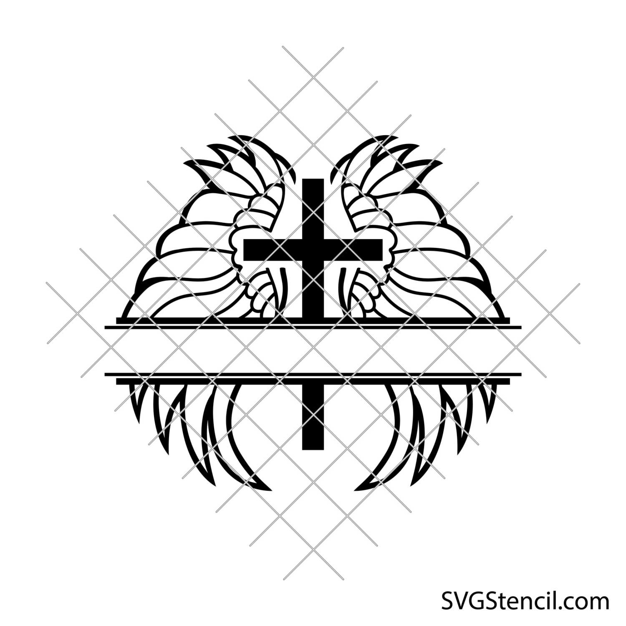 Cross monogram svg | Christian svg | Memorial svg - SVGStencil