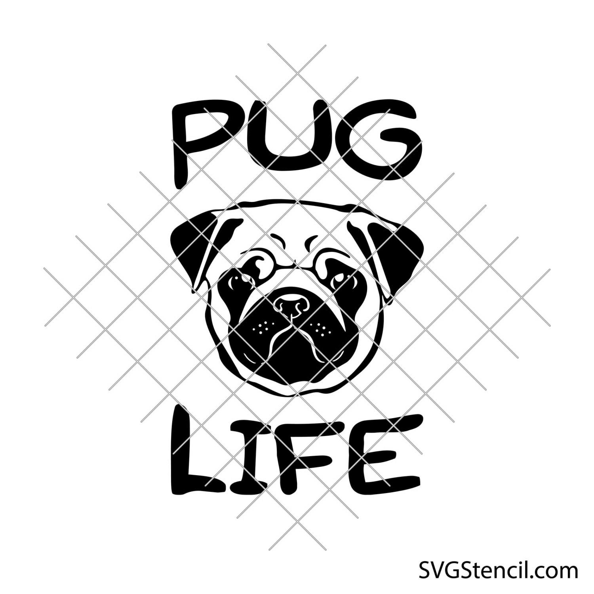 Funny dog svg | Puppy dog svg | Pug head svg - SVGStencil