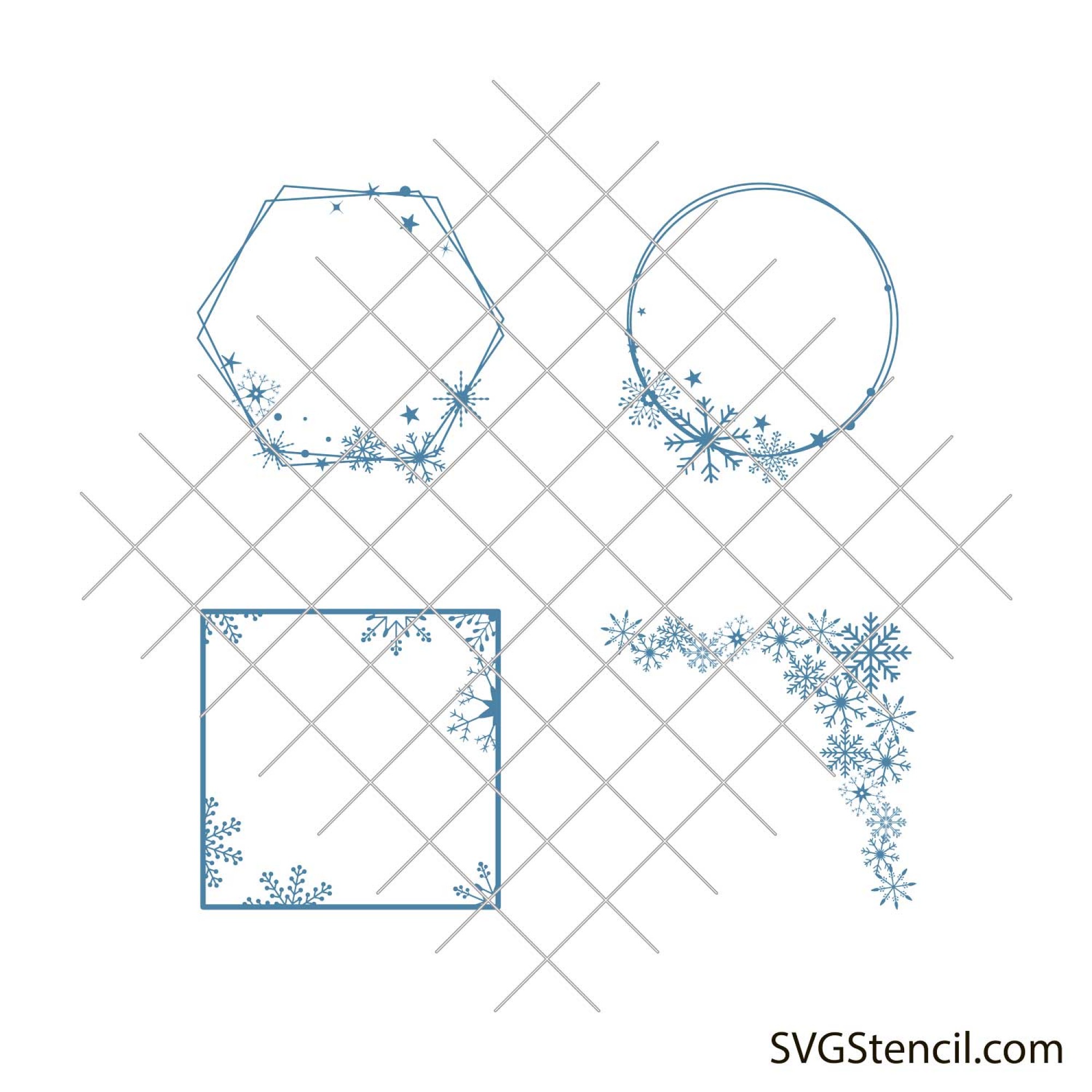 Christmas monogram border svg | Winter monogram svg - SVGStencil