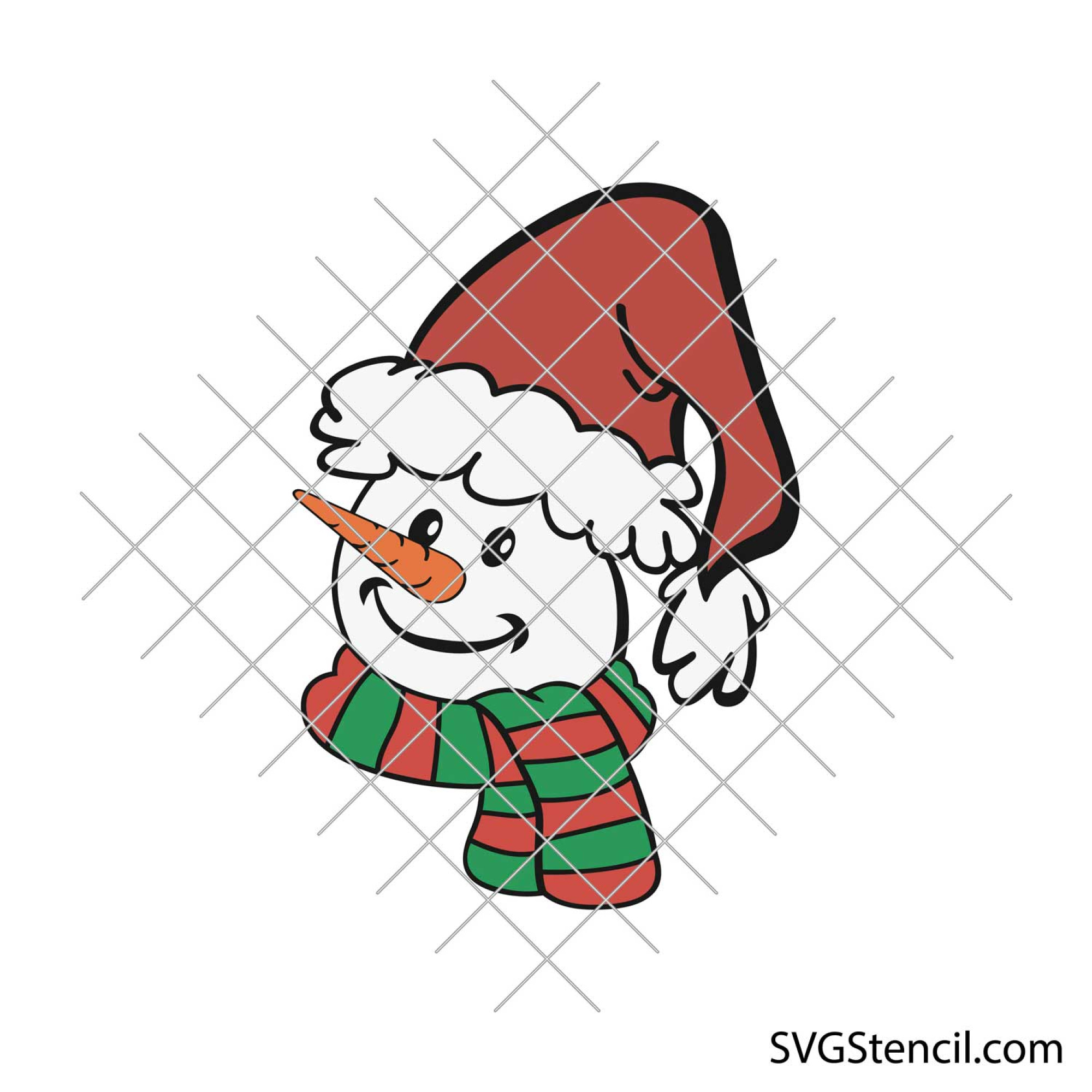 Cute snowman head svg | Snowman face svg | Snowman png - SVGStencil
