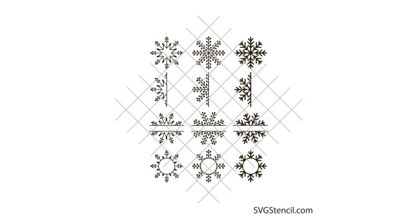Simple snowflakes svg | Personalized half snowflake svg - SVGStencil