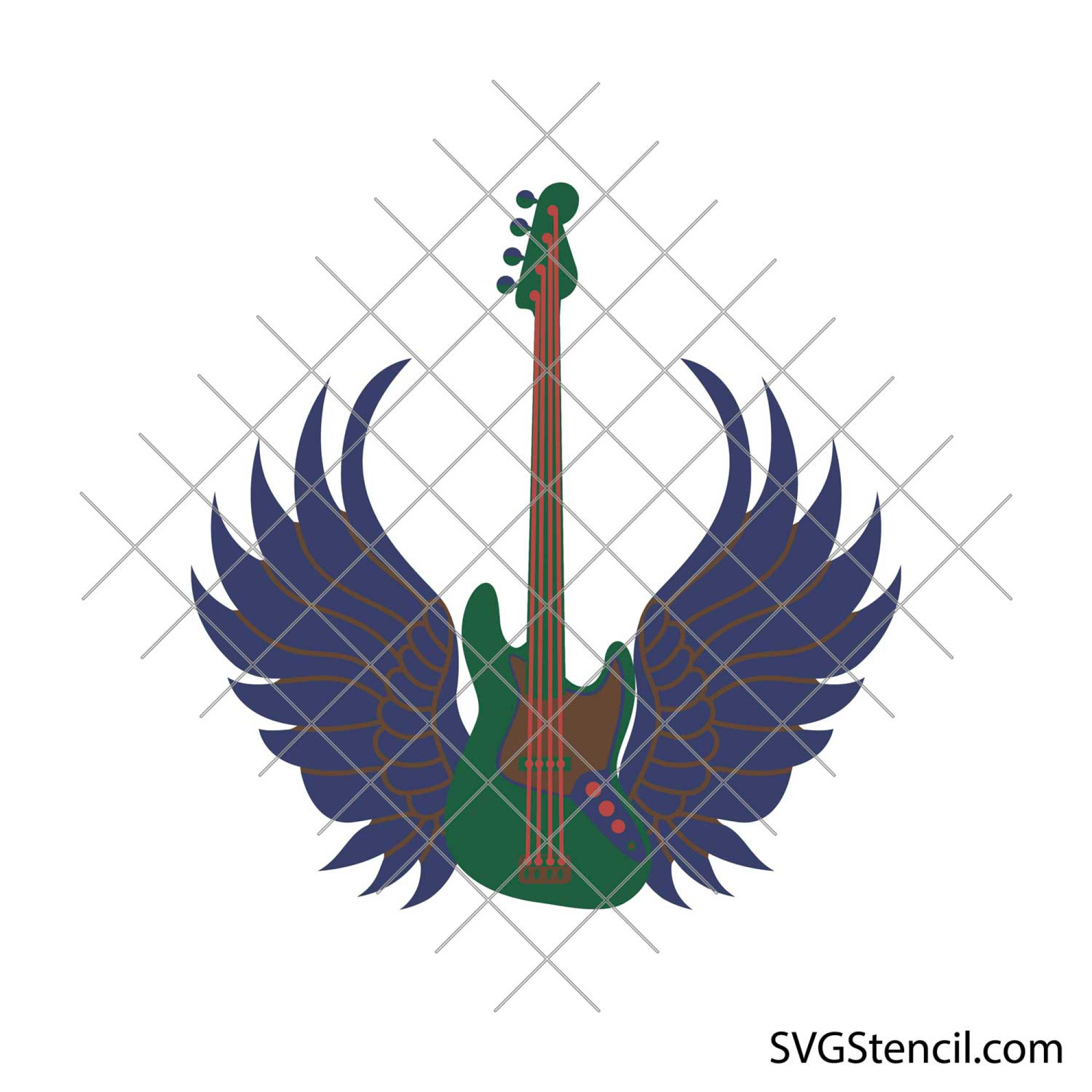 Layered guitar svg | Bass guitar svg | Multi-layer design - SVGStencil