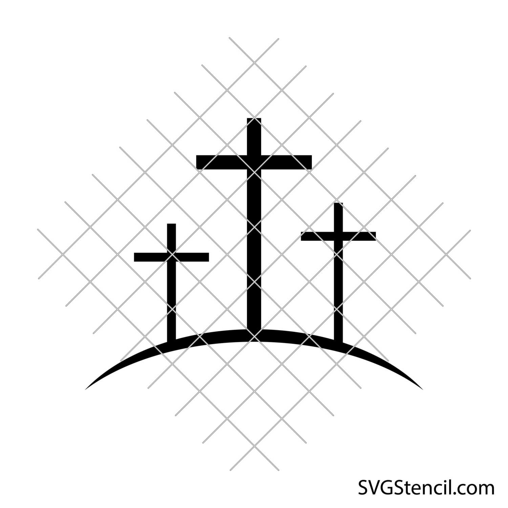 3 cross svg | Easter cross svg | Triple crosses svg - SVGStencil