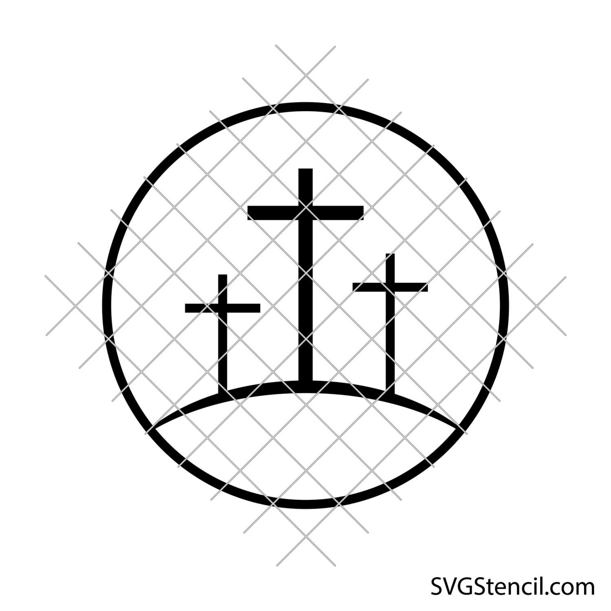 3 cross svg | Easter cross svg | Triple crosses svg - SVGStencil