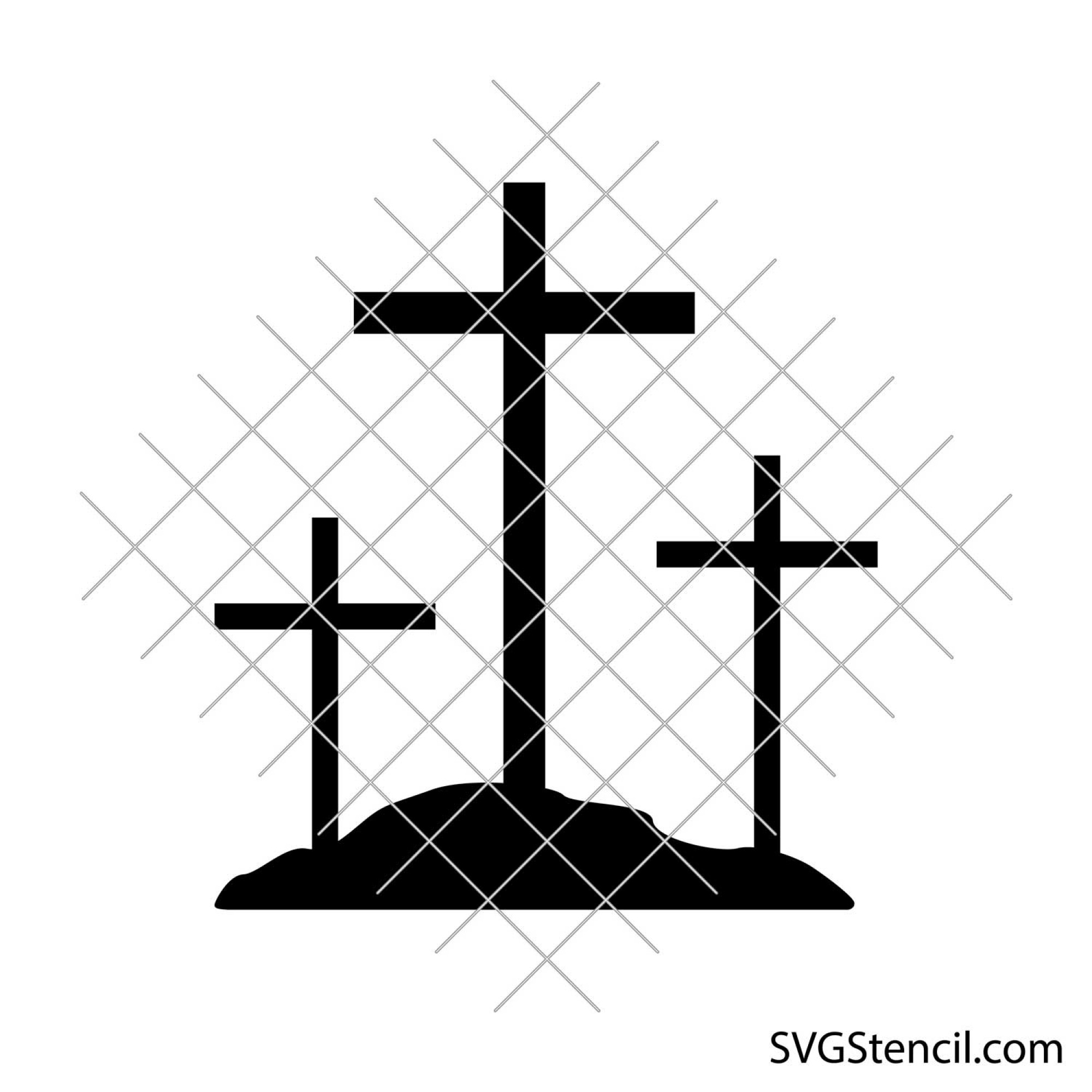 3 cross svg | Easter cross svg | Triple crosses svg - SVGStencil