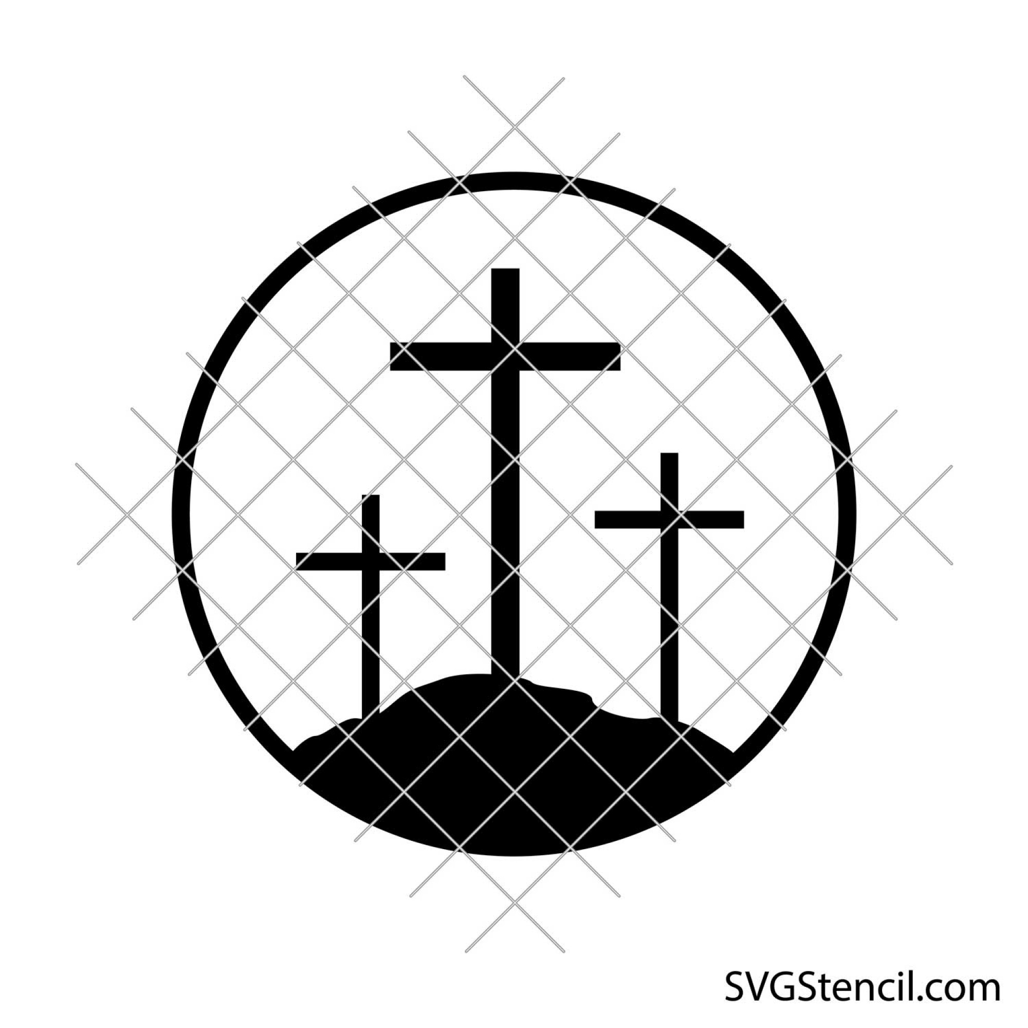 3 cross svg | Easter cross svg | Triple crosses svg - SVGStencil