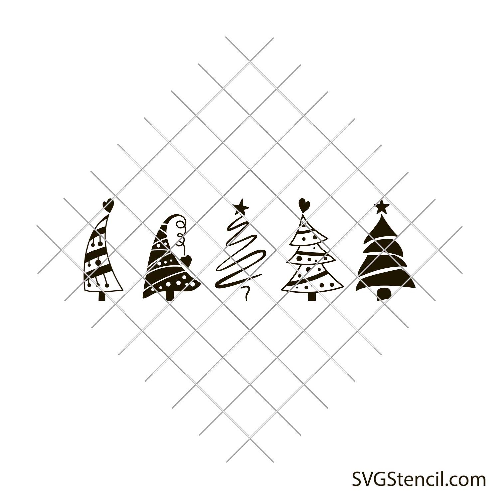 Whimsical Christmas tree svg | Swirly Christmas tree svg - SVGStencil