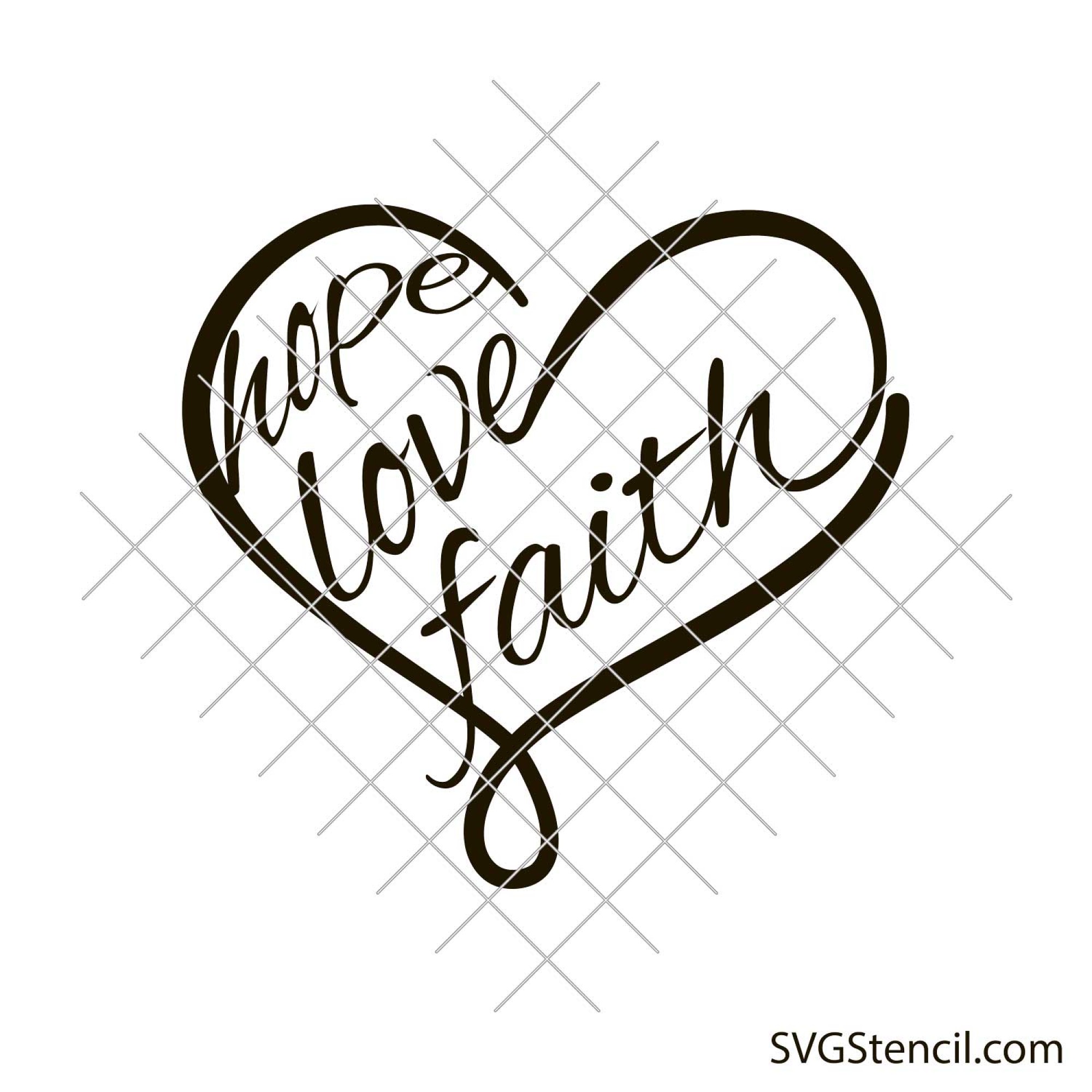 Free heart lineart svg | Heart faith svg | Faith svg design - SVGStencil