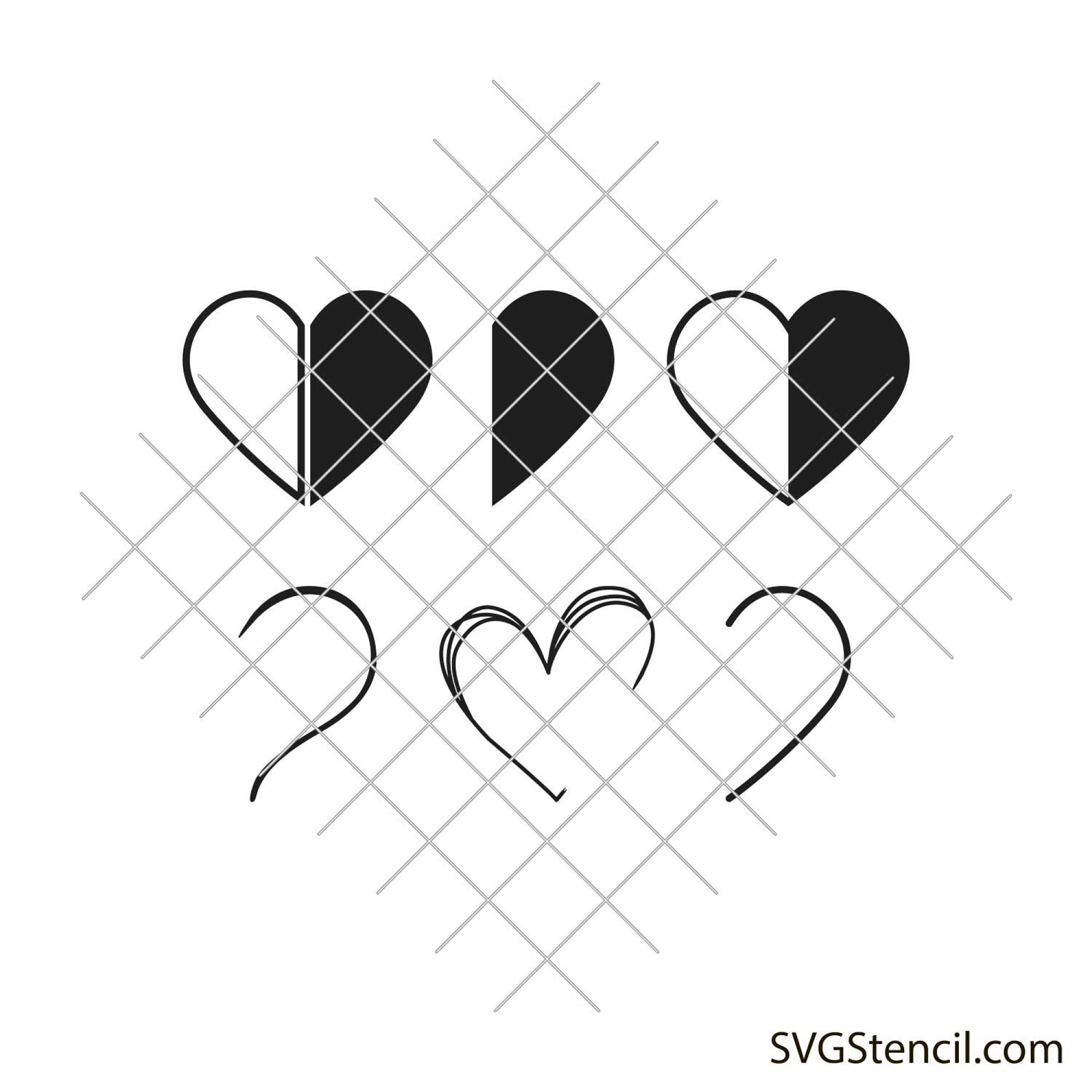 Scribble heart svg | Split heart svg | Heart monogram svg - SVGStencil