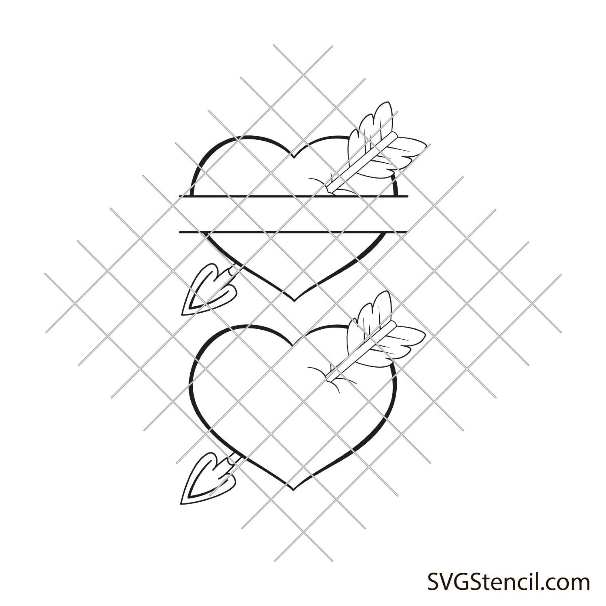 Heart arrow svg | Heart monogram svg | In loving memory svg - SVGStencil