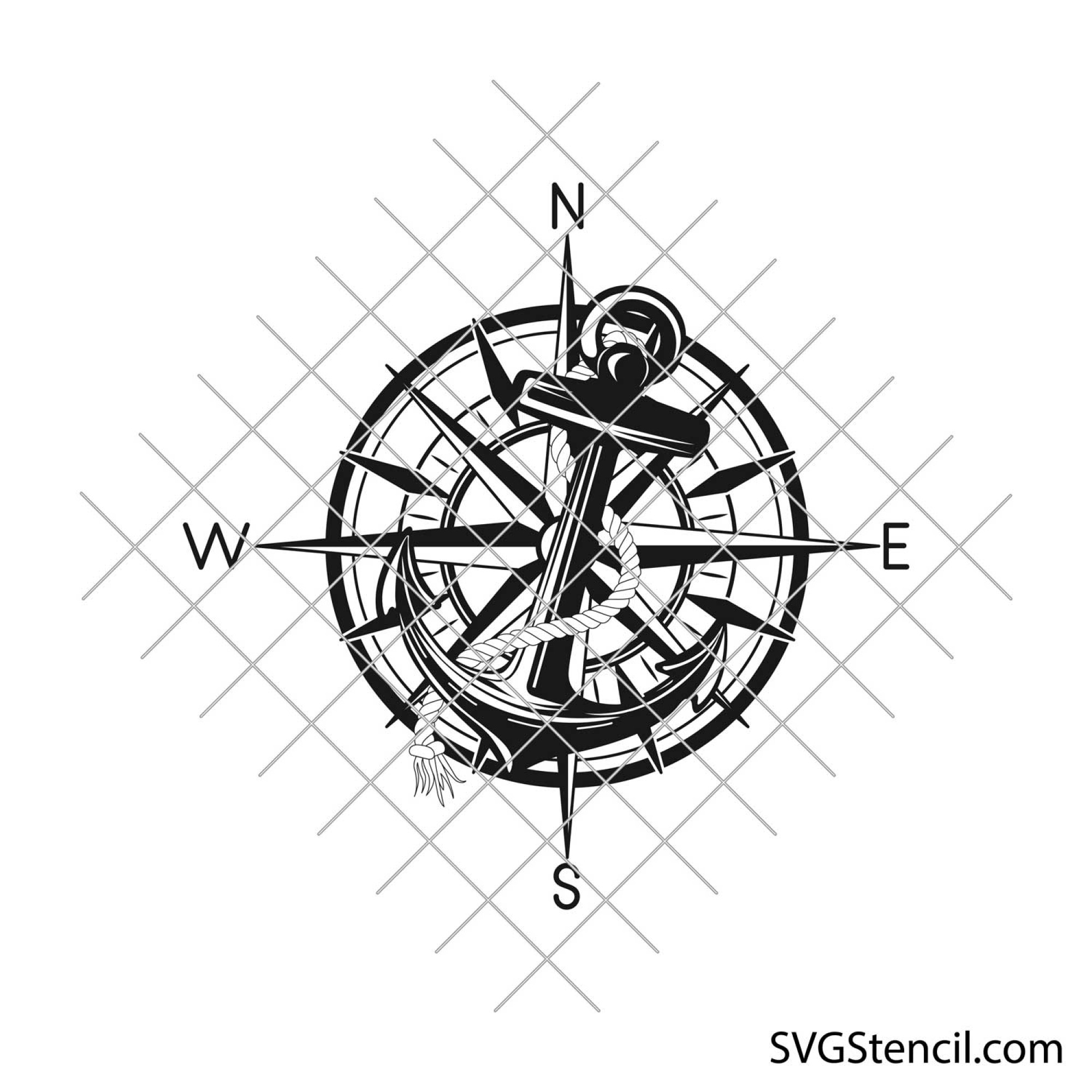 Nautical compass svg | Sea anchor svg | Gifts for dad - SVGStencil