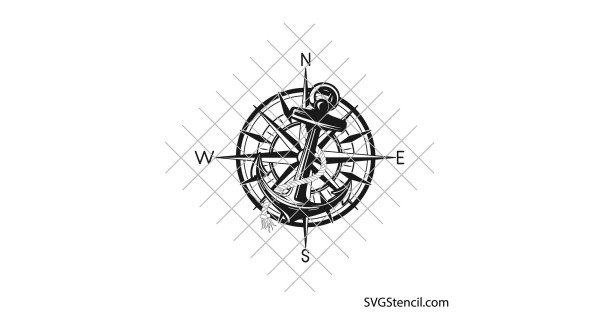 Nautical compass svg | Sea anchor svg | Gifts for dad - SVGStencil