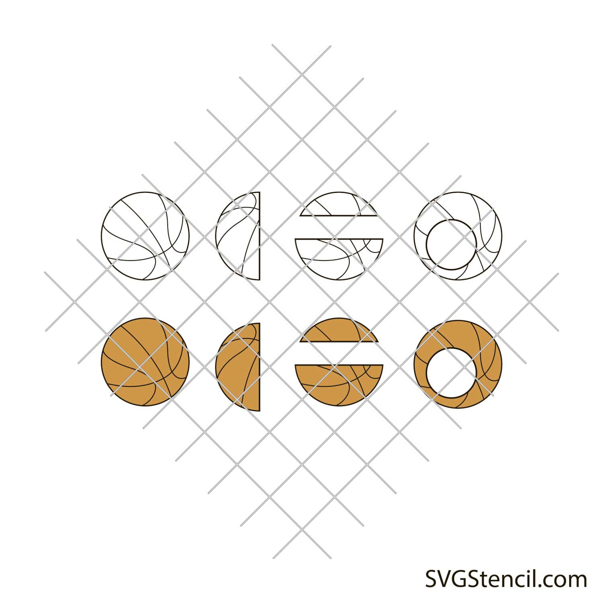 Split basketball svg | Basketball bundle svg | Ball svg - SVGStencil