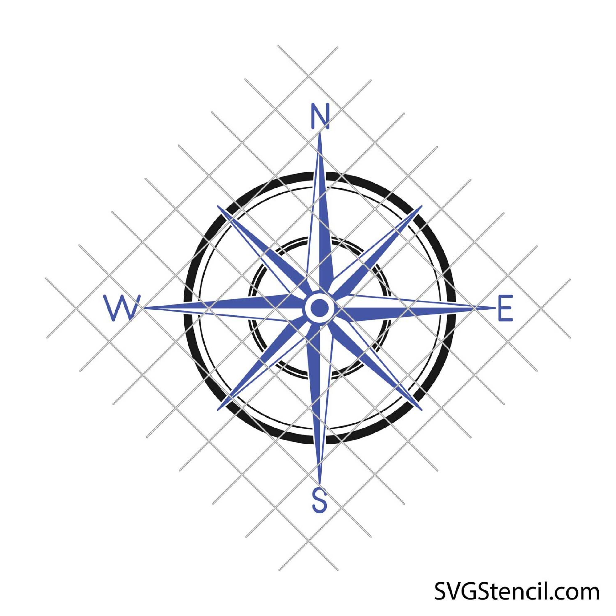 Simple compass svg |Compass rose svg | Nautical compass svg - SVGStencil