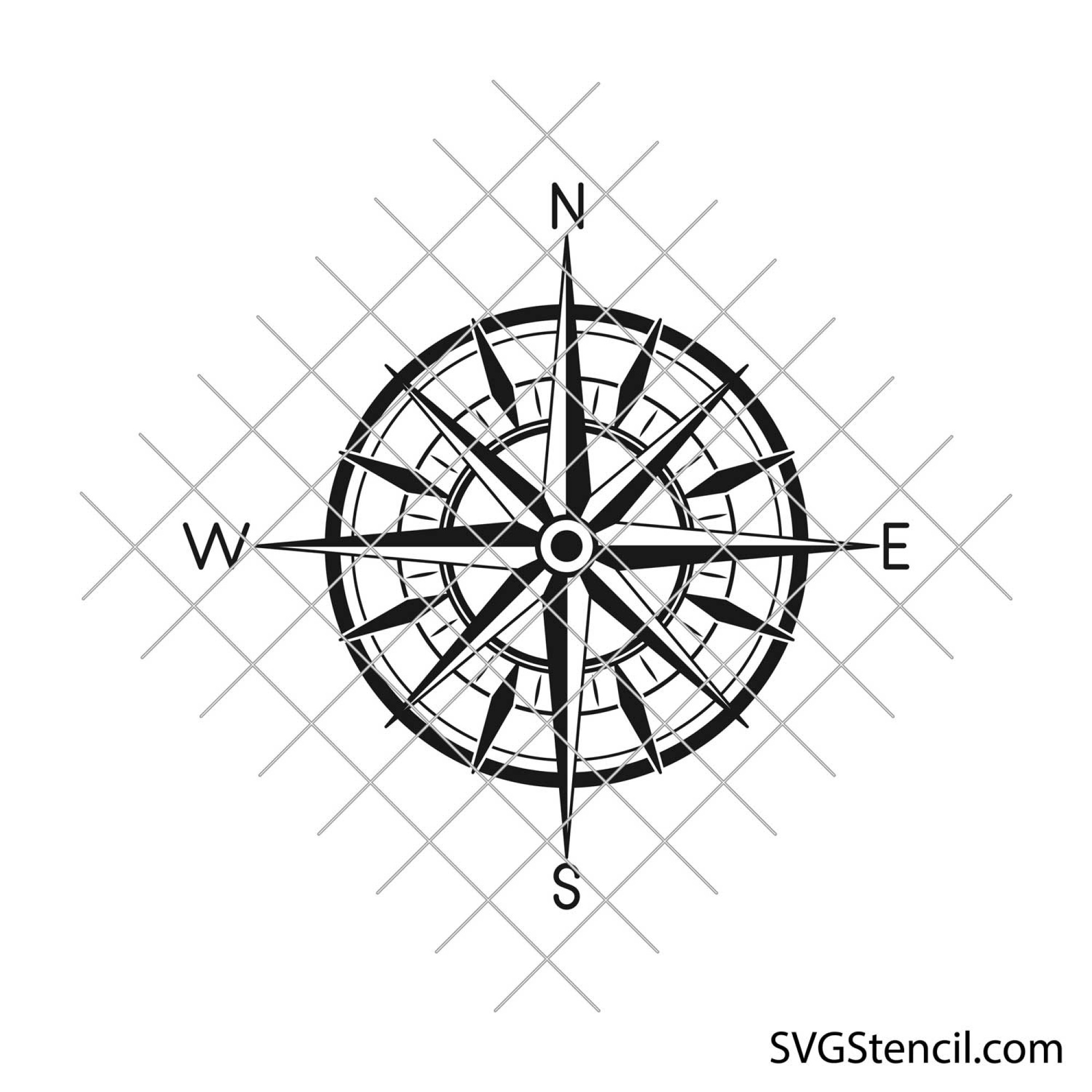 Simple compass svg |Compass rose svg | Nautical compass svg - SVGStencil
