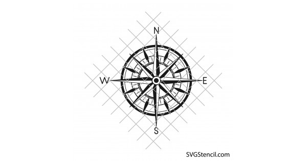 Simple compass svg |Compass rose svg | Nautical compass svg - SVGStencil