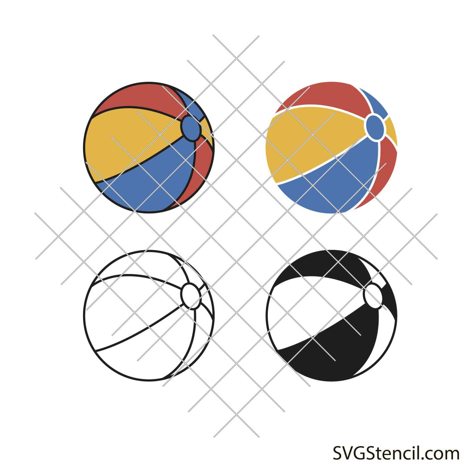 Beach ball outline | Ocean svg | Pool svg - SVGStencil