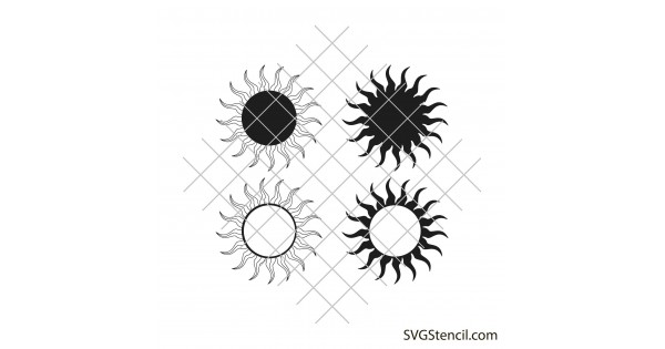 Magical sun svg | Beach sun svg | Simple sun svg - SVGStencil