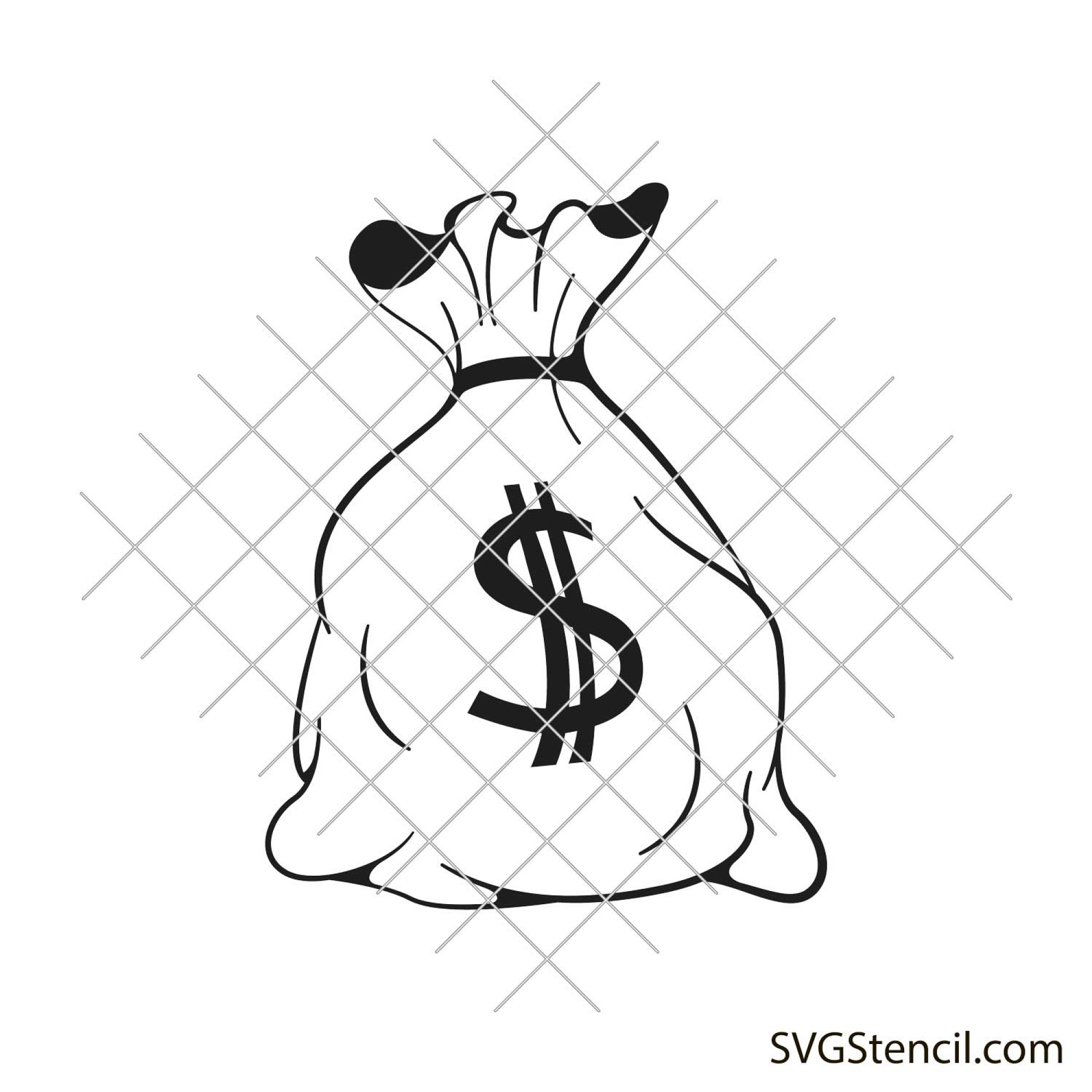 Cash bag svg | Bank bag svg | Money bag svg - SVGStencil